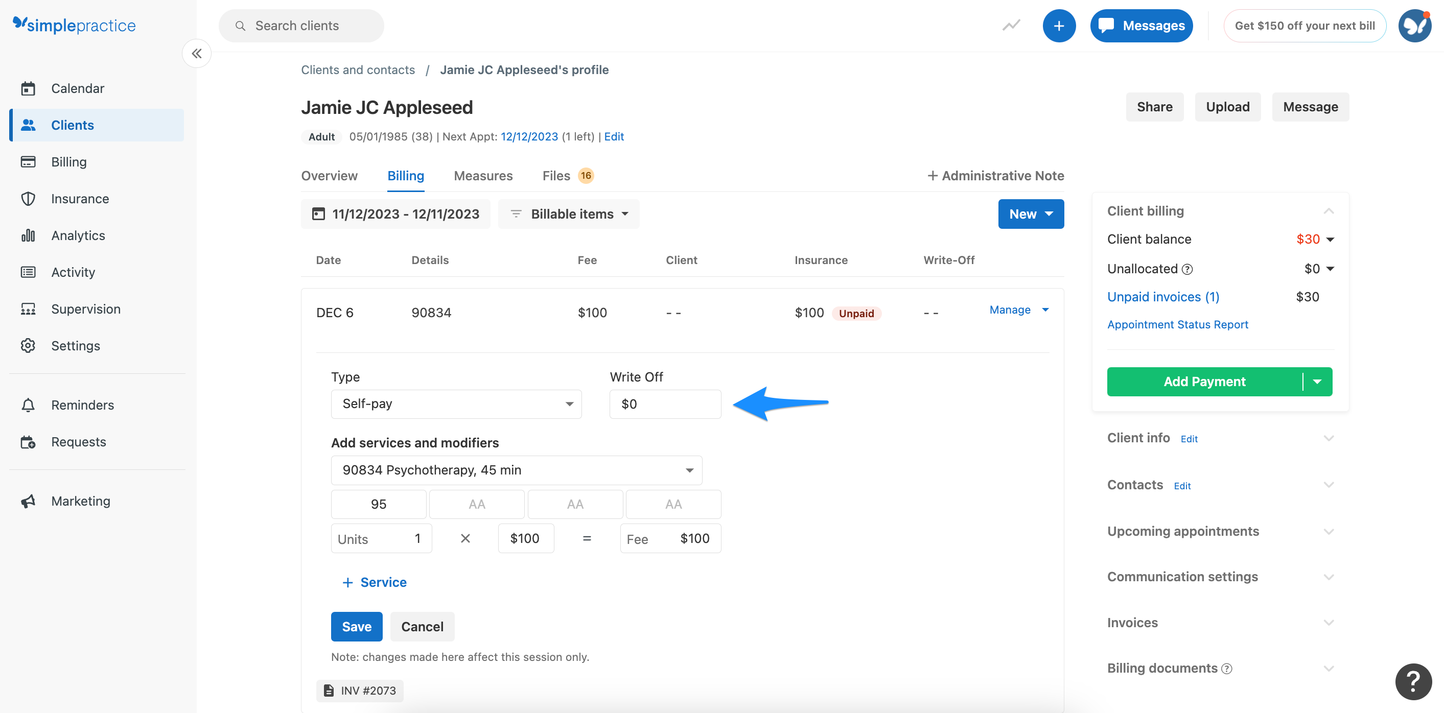 Appointment level billing changes – SimplePractice Support