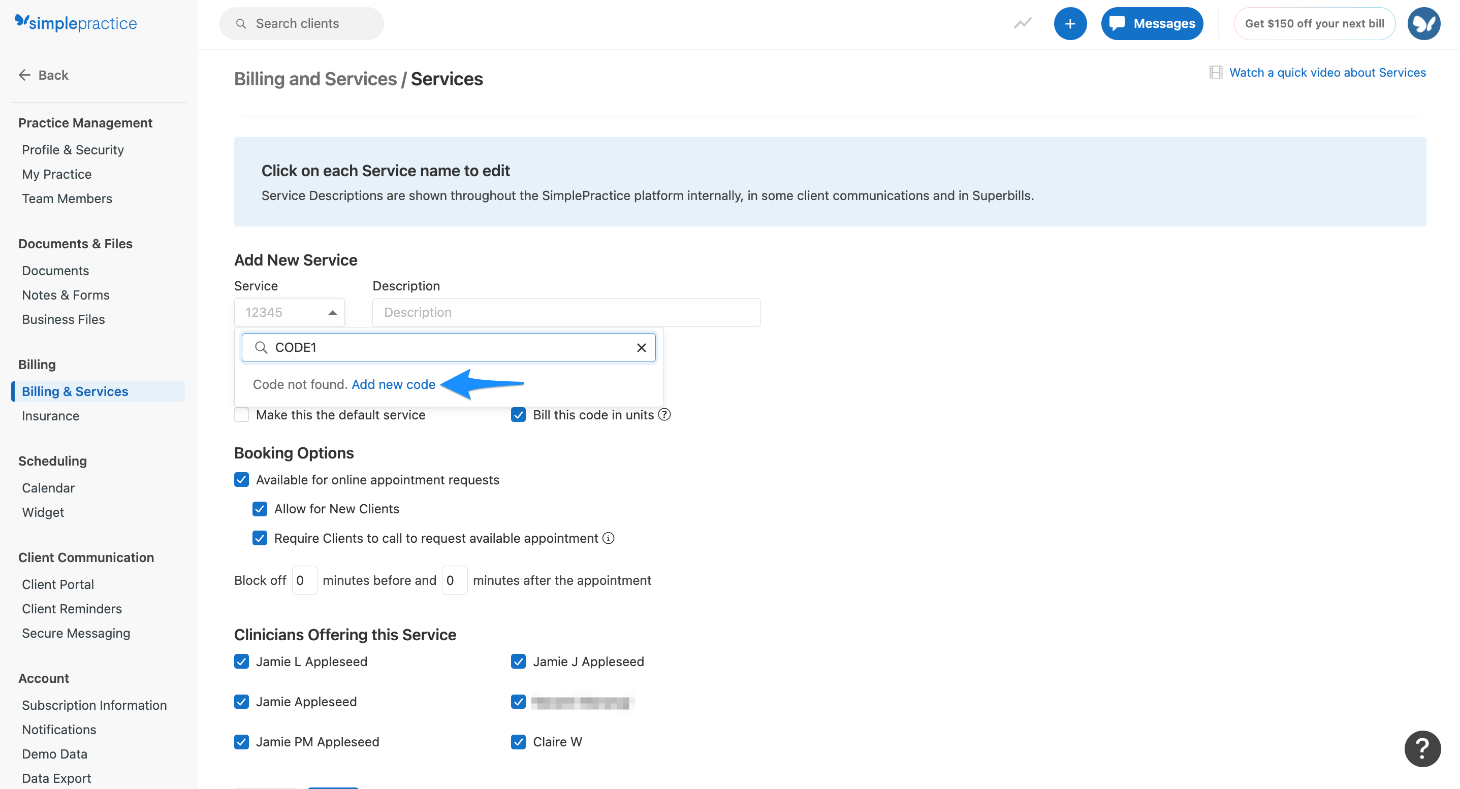 Creating and using service codes and products – SimplePractice Support