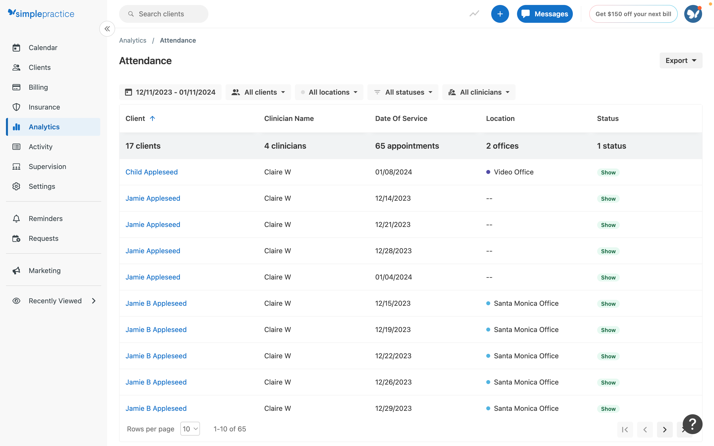 Understanding your clients and appointments reports – SimplePractice ...