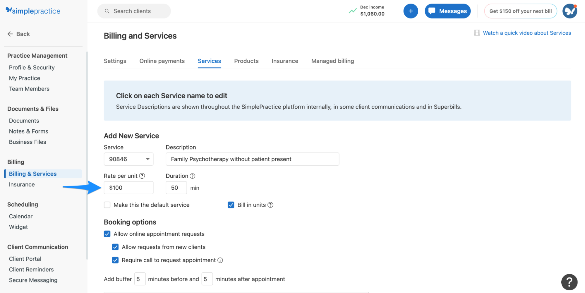 Setting default rates for clinicians – SimplePractice Support