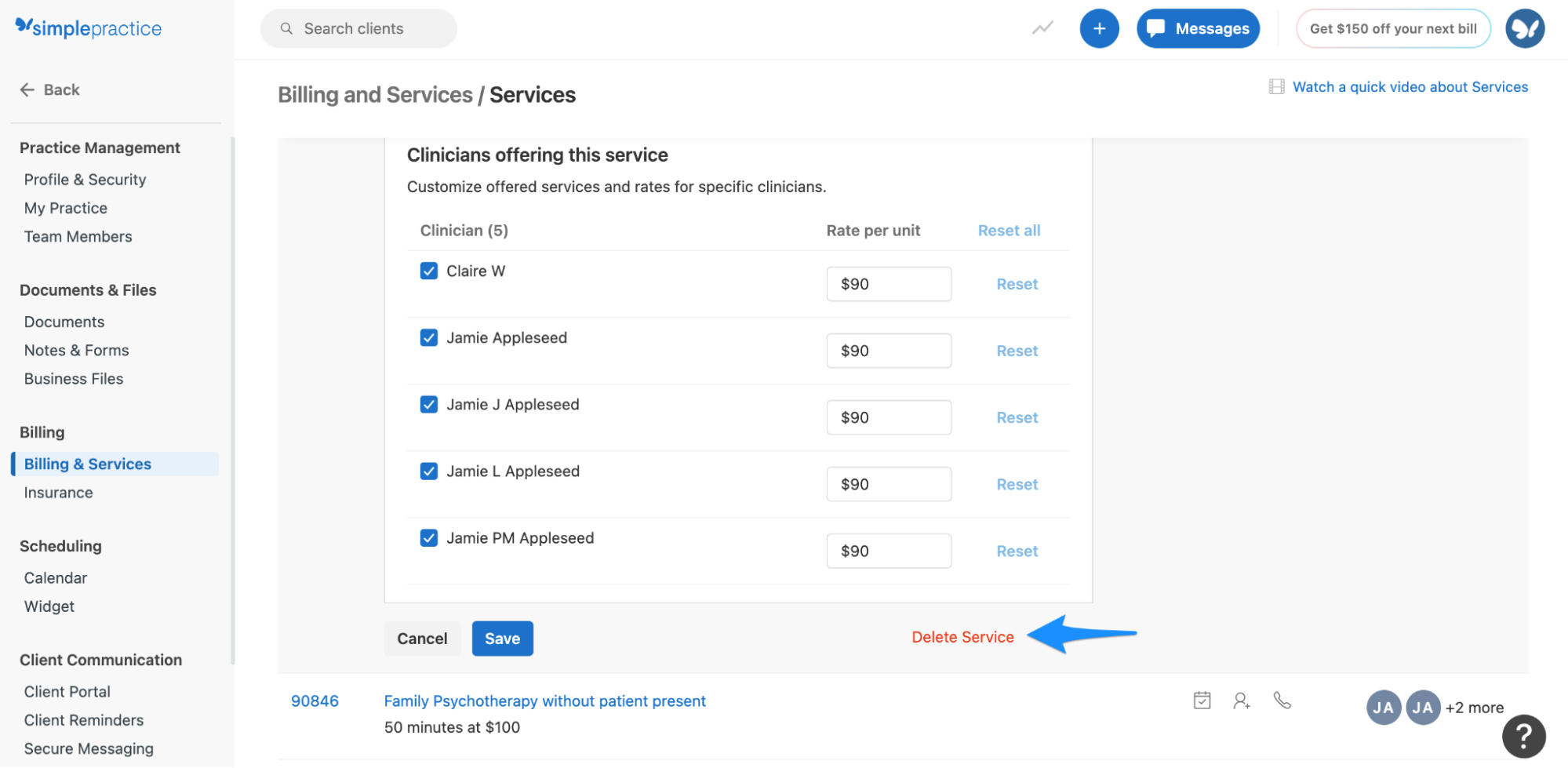 Setting default rates for clinicians – SimplePractice Support
