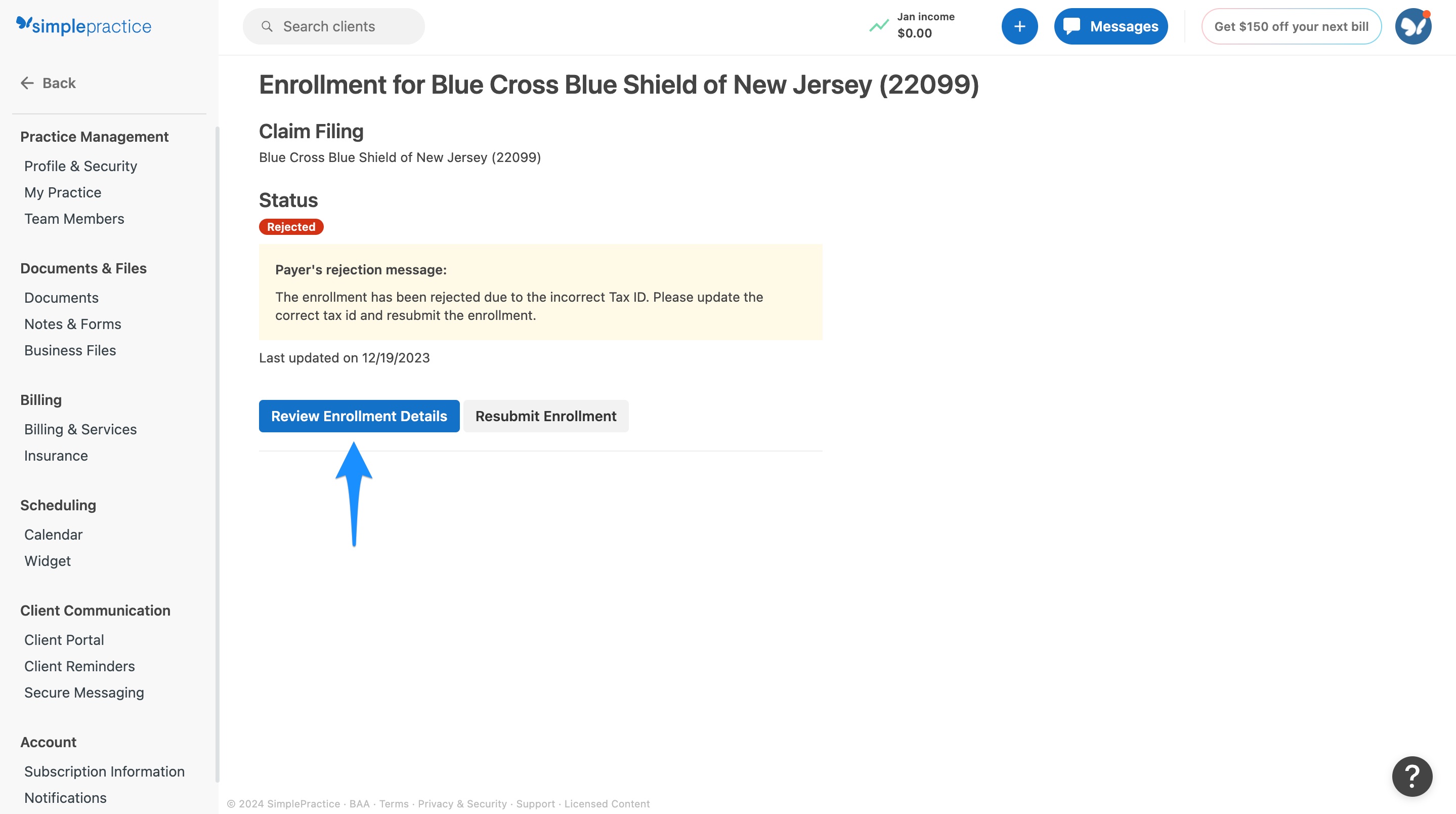 Submitting enrollments to file claims and receive Payment Reports – SimplePractice Support