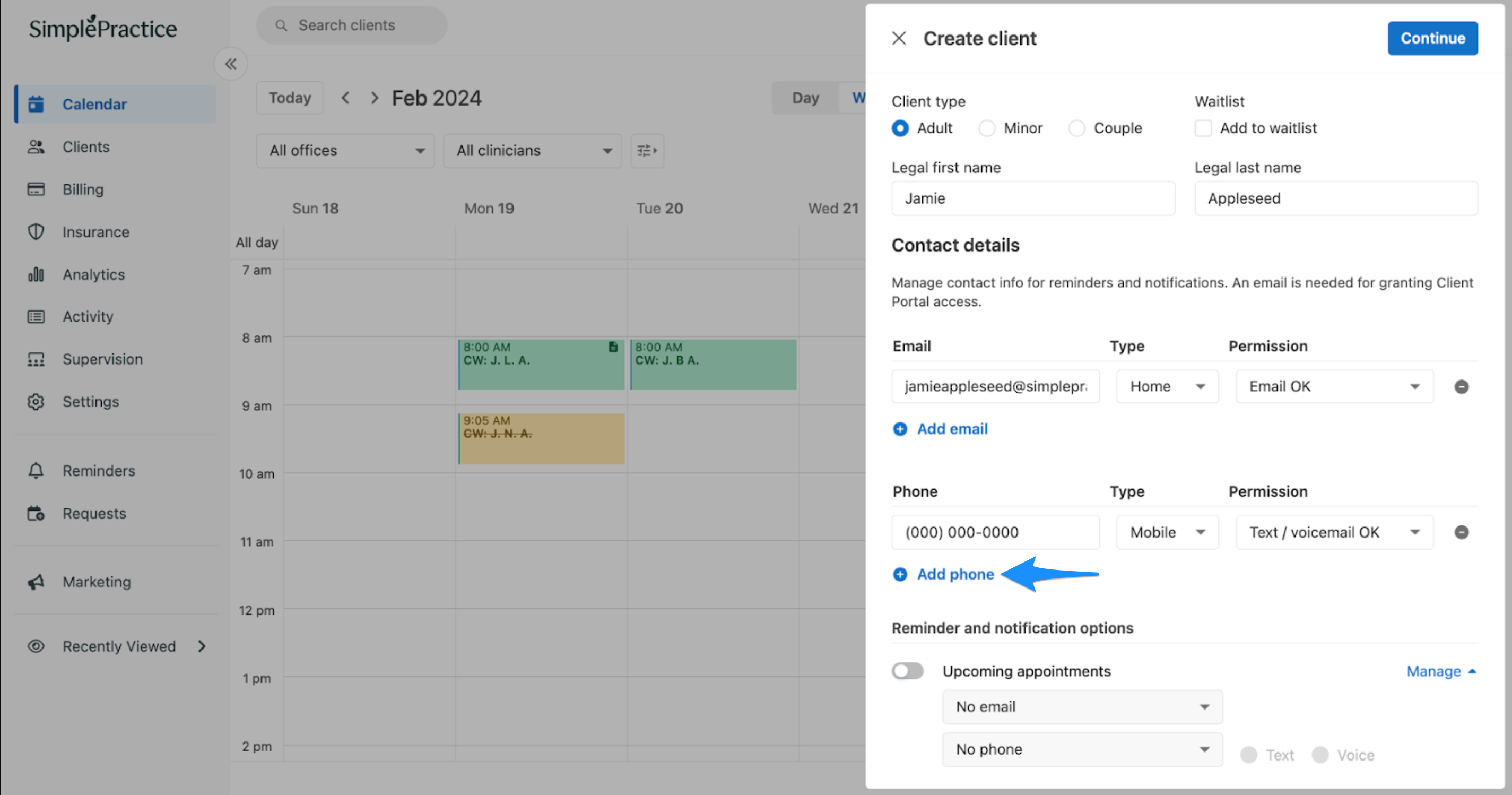 Adding a new client and navigating your Clients and contacts list – SimplePractice Support