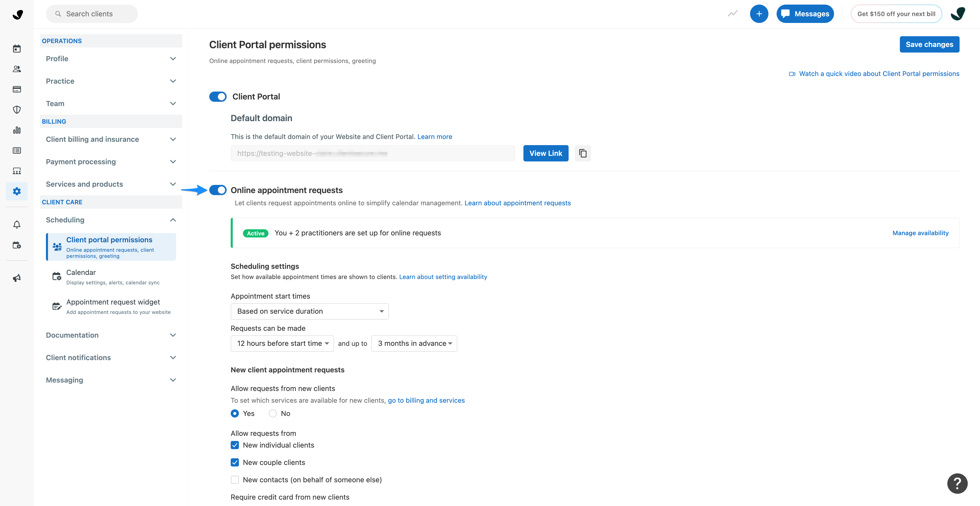 Enabling Online Appointment Requests Simplepractice Support
