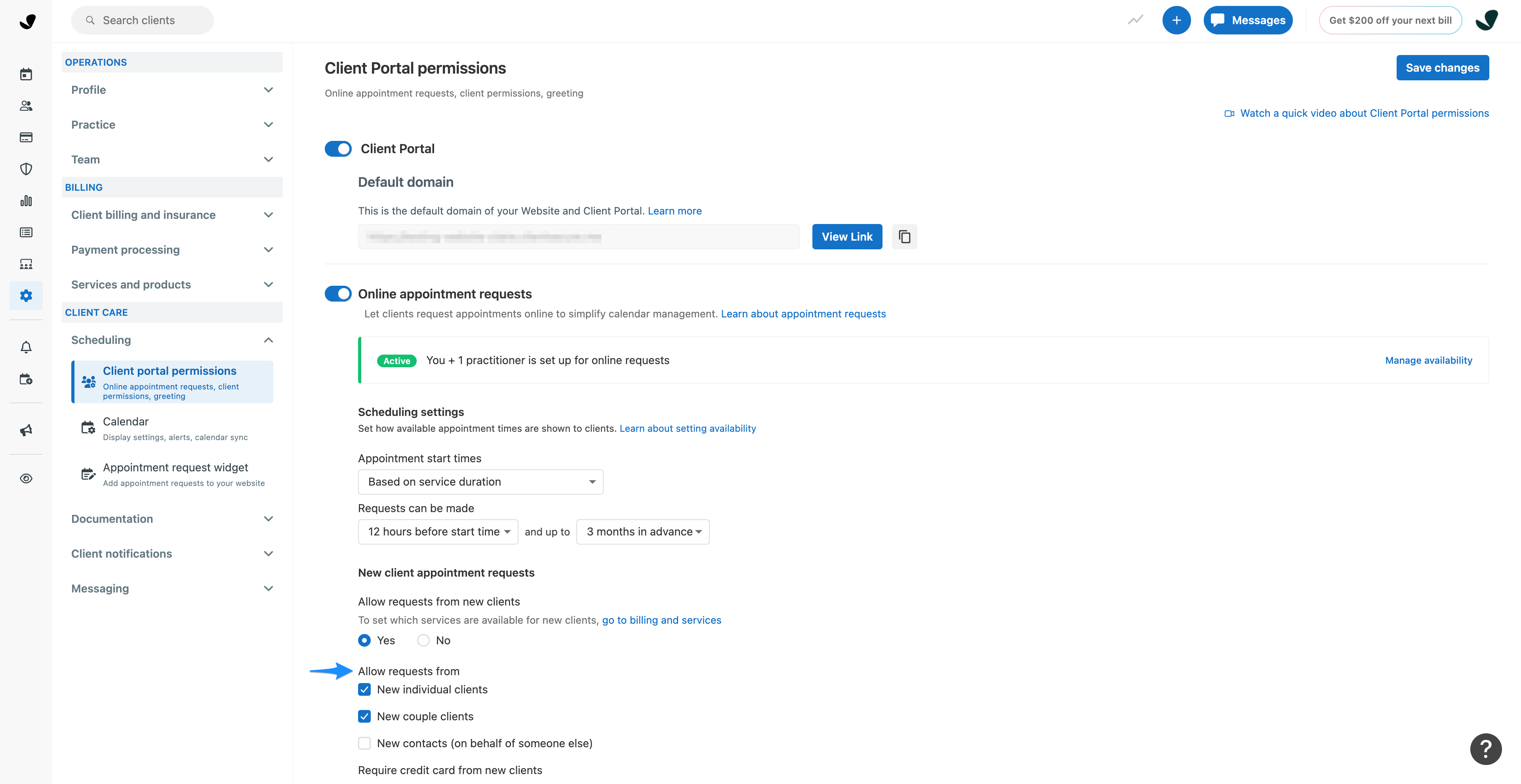 Enabling online appointment requests – SimplePractice Support