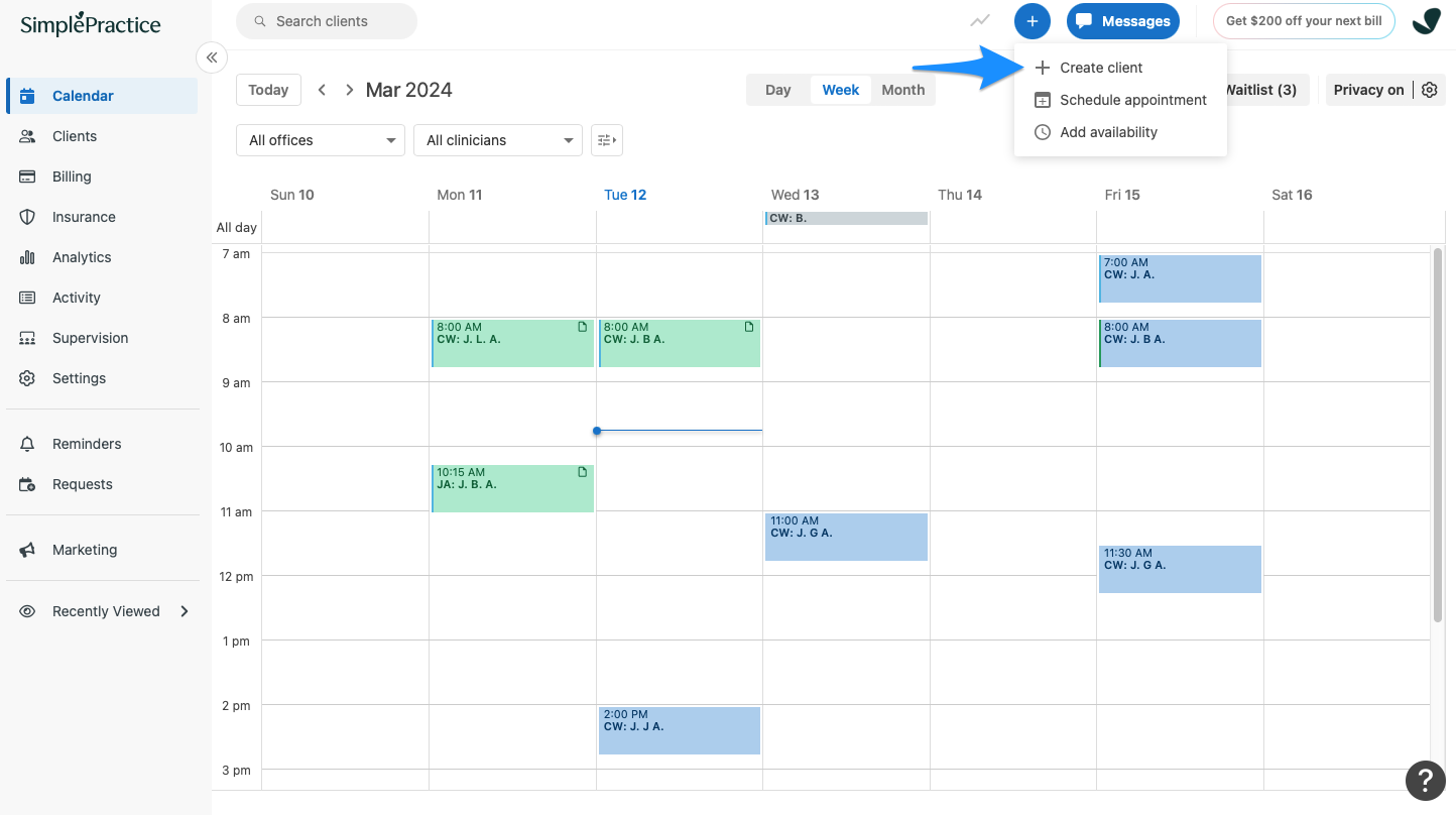 Adding a new client and navigating your Clients and contacts list – SimplePractice Support
