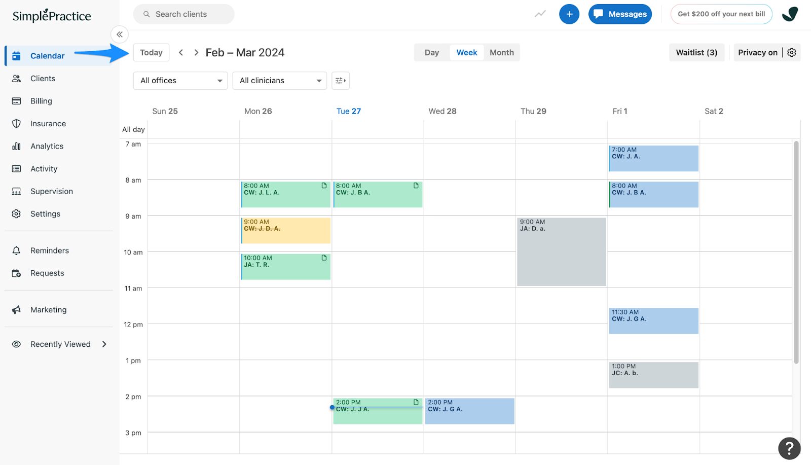 Navigating your calendar – SimplePractice Support
