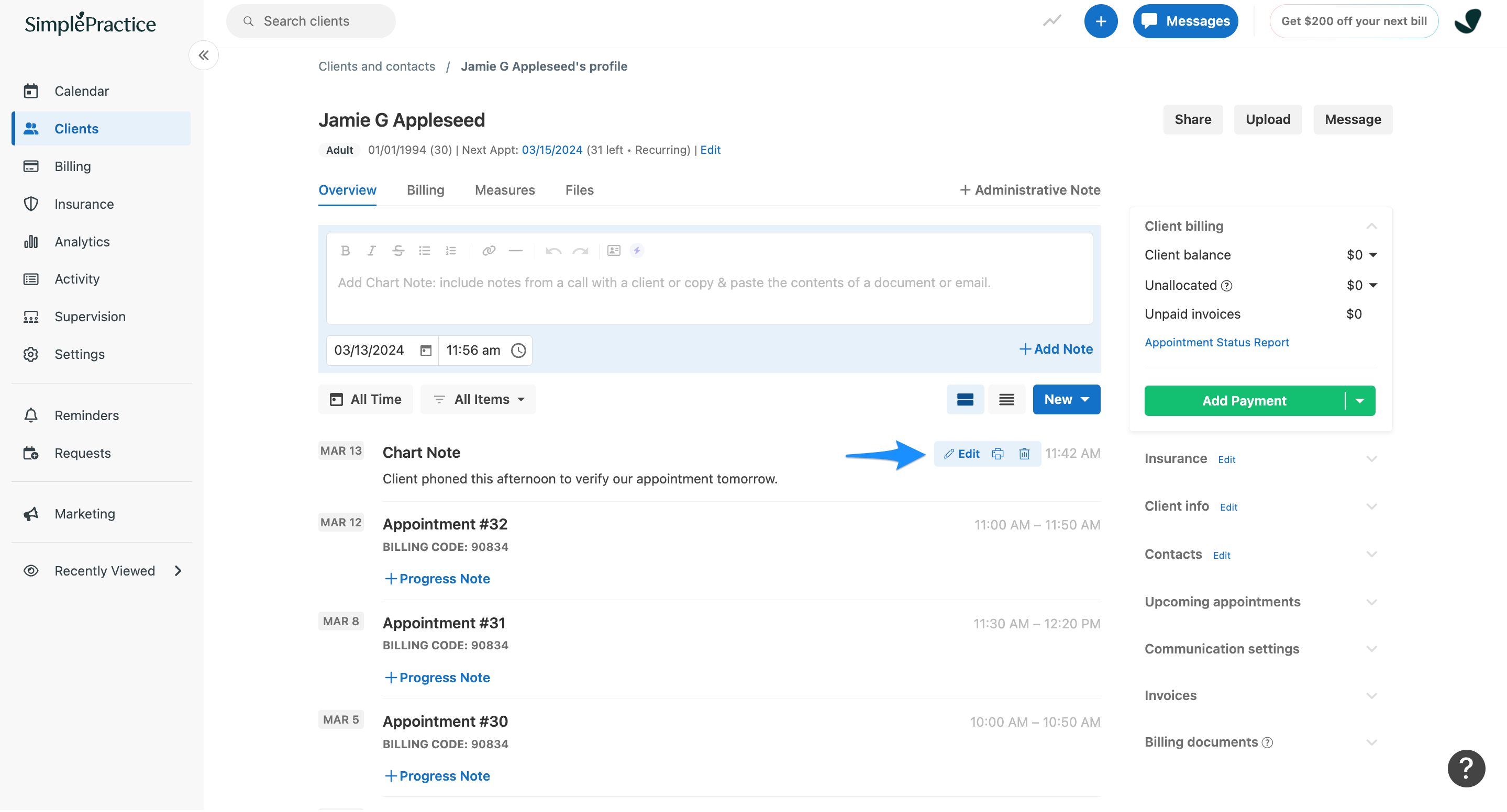 Using chart notes – SimplePractice Support