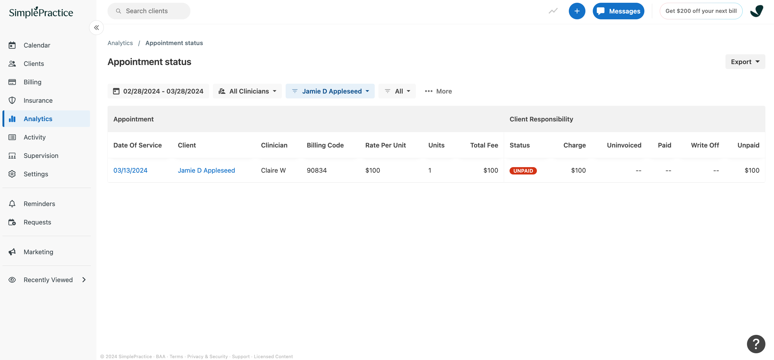 Navigating the Appointment status report – SimplePractice Support