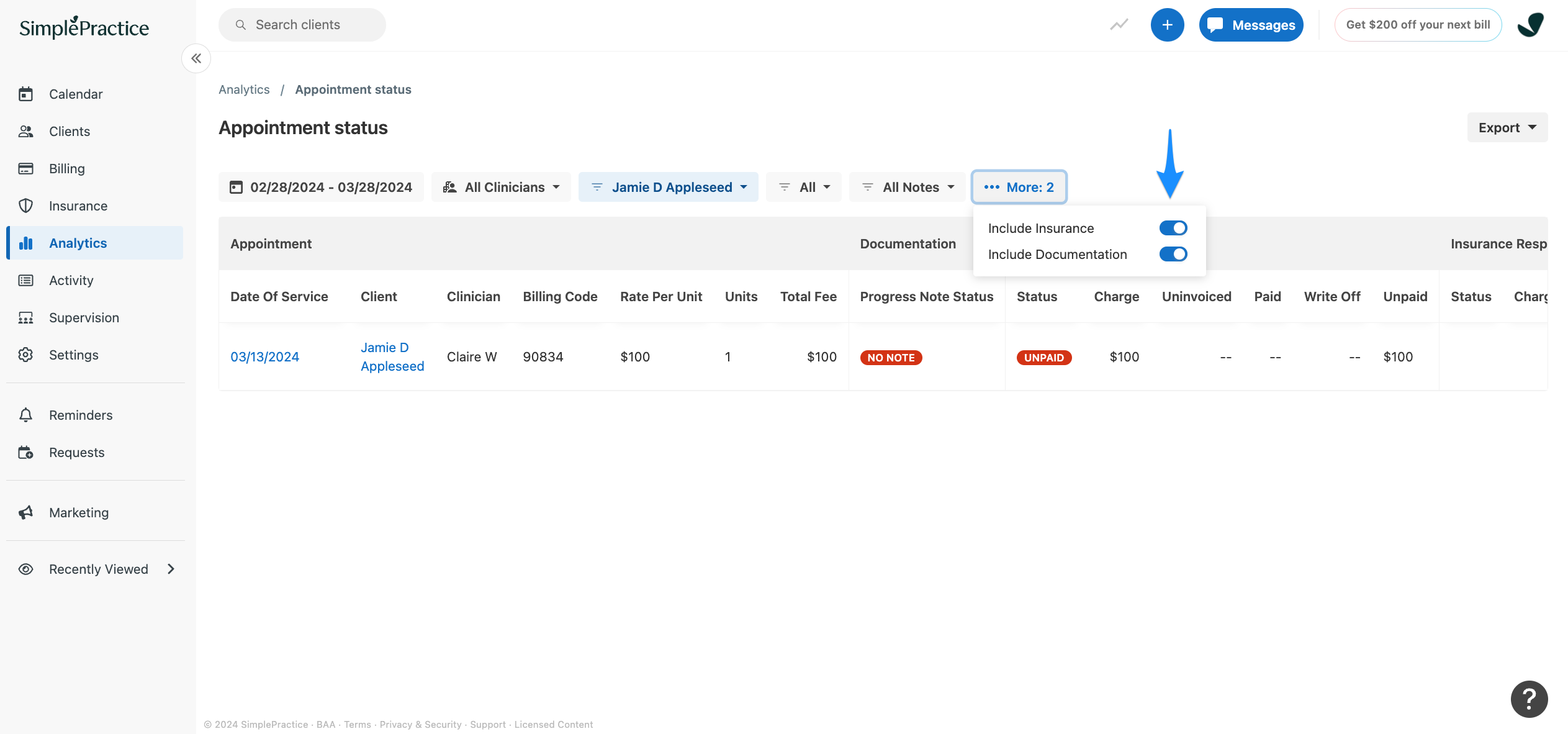 Navigating the Appointment status report – SimplePractice Support