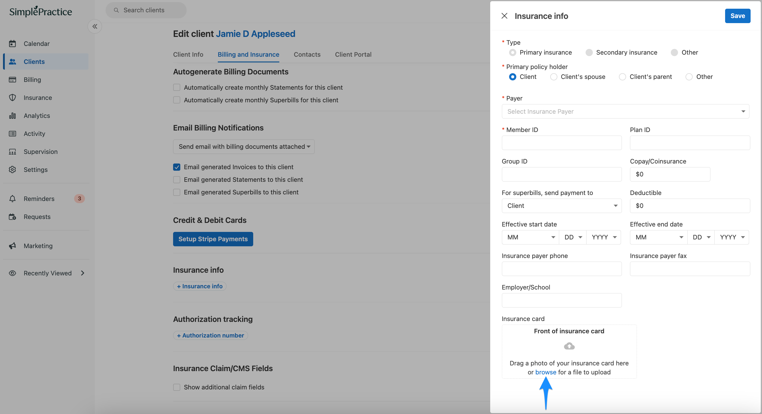 Adding insurance payers and selecting the correct payer ID ...
