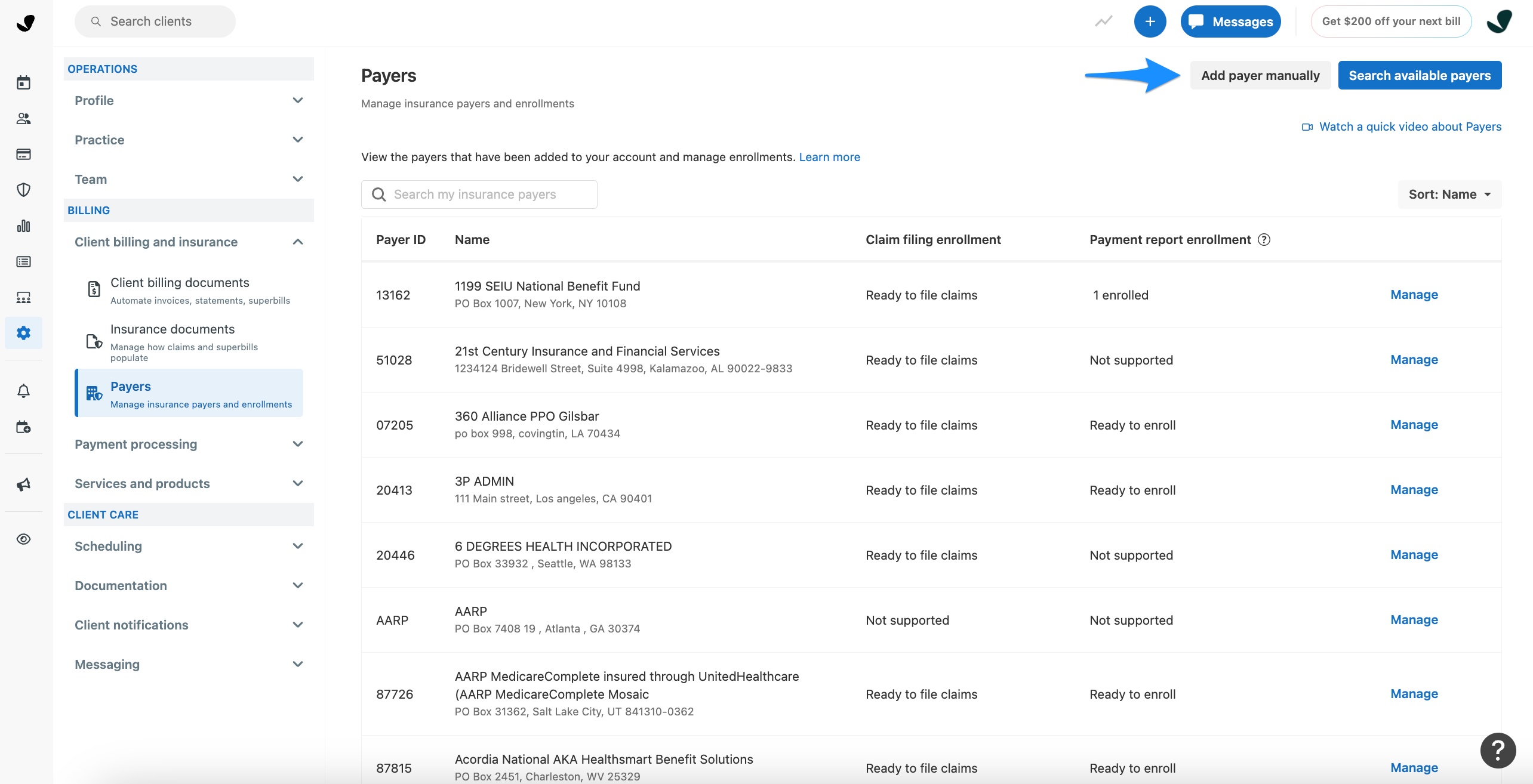 Adding insurance payers and selecting the correct payer ID ...