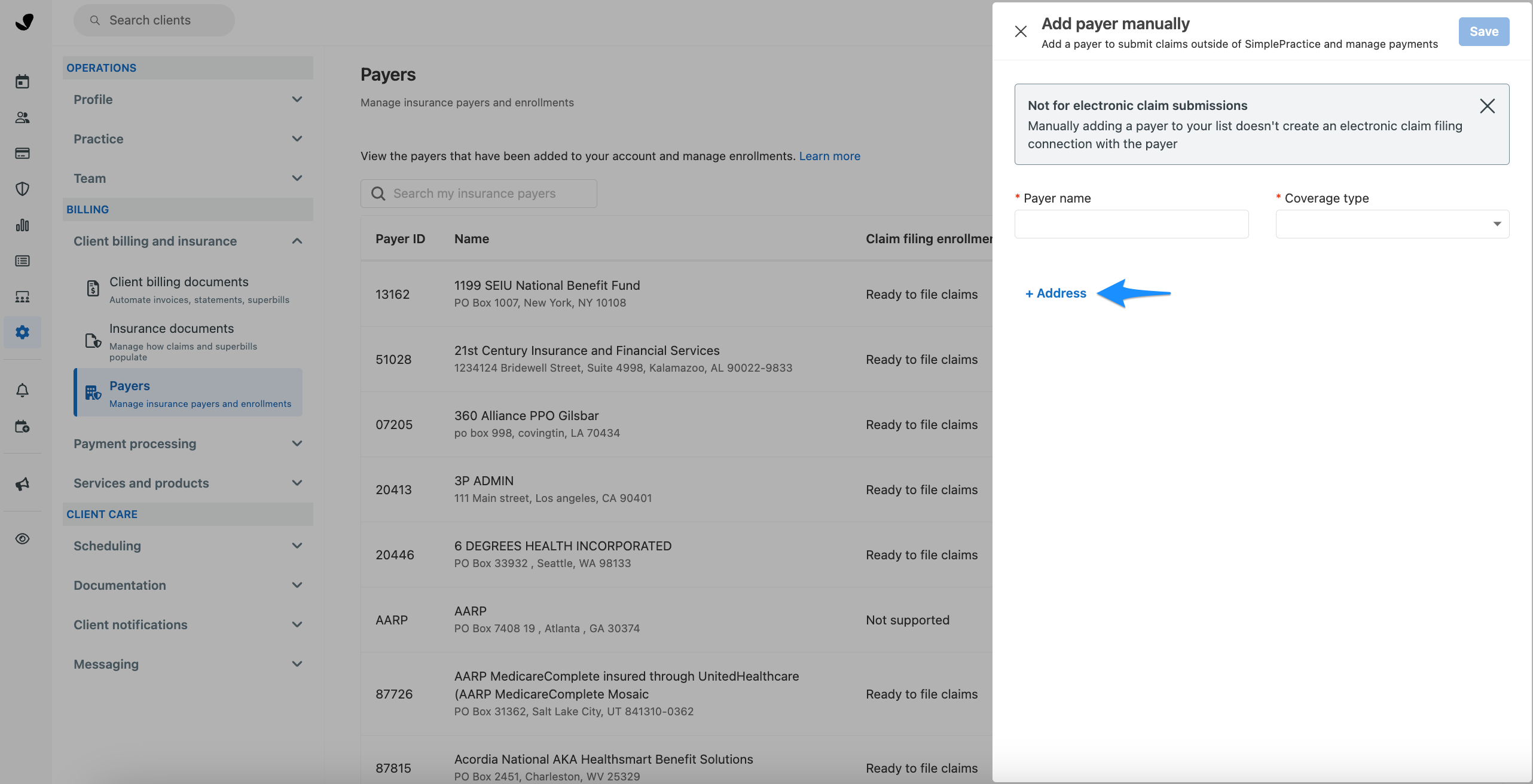 Adding insurance payers and selecting the correct payer ID ...