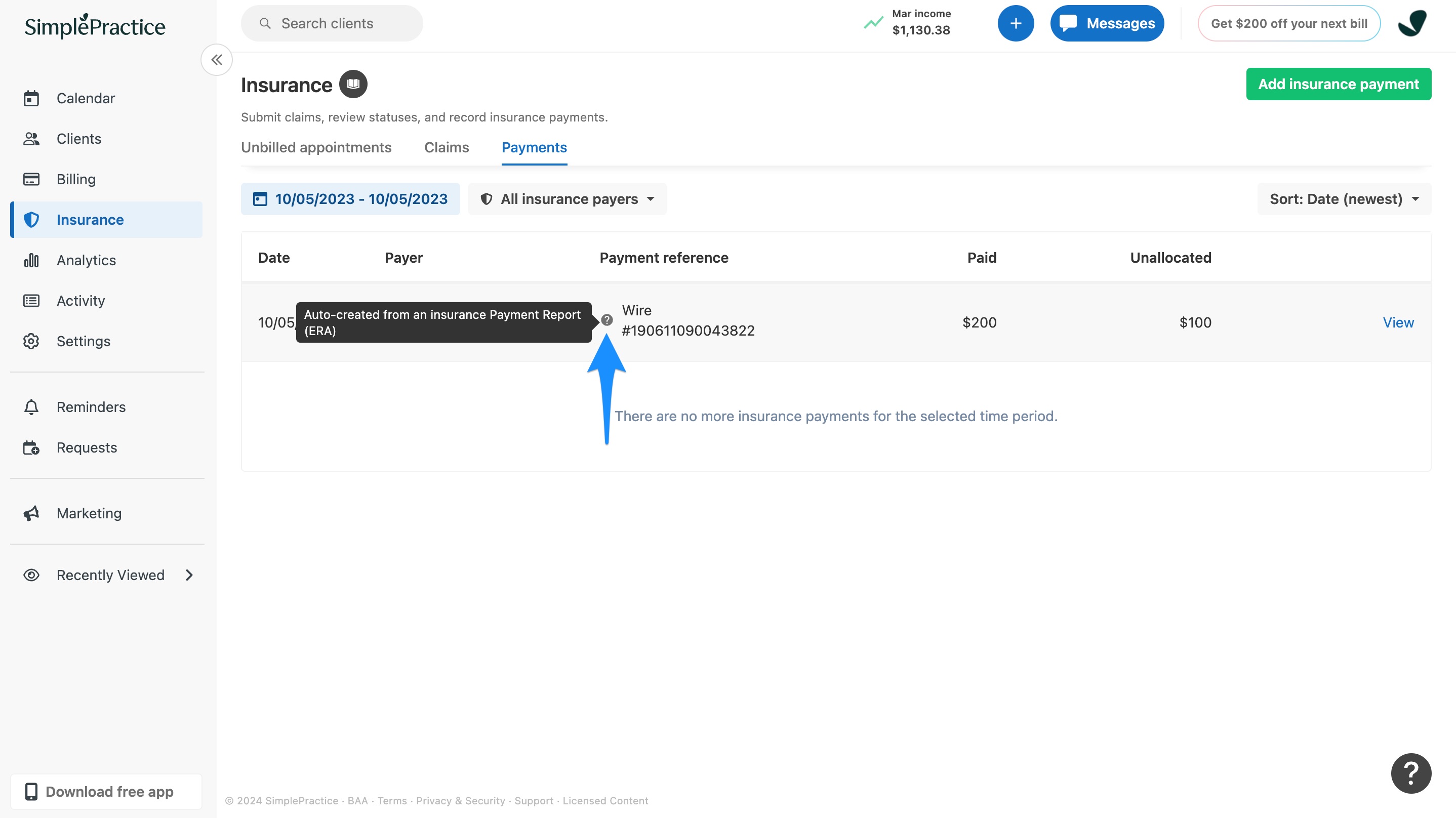 Adding insurance payments – SimplePractice Support