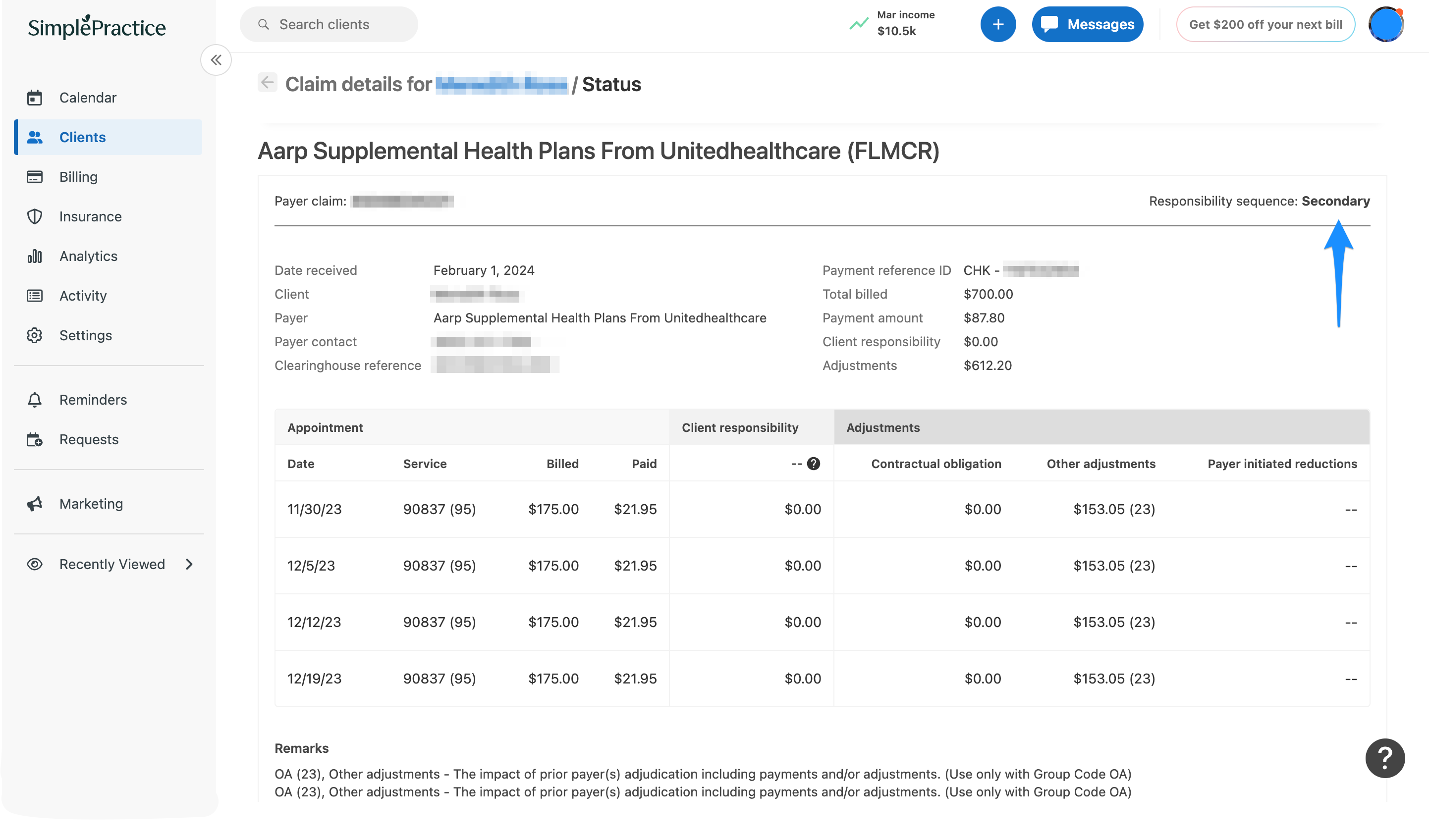 Filing secondary insurance claims – SimplePractice Support
