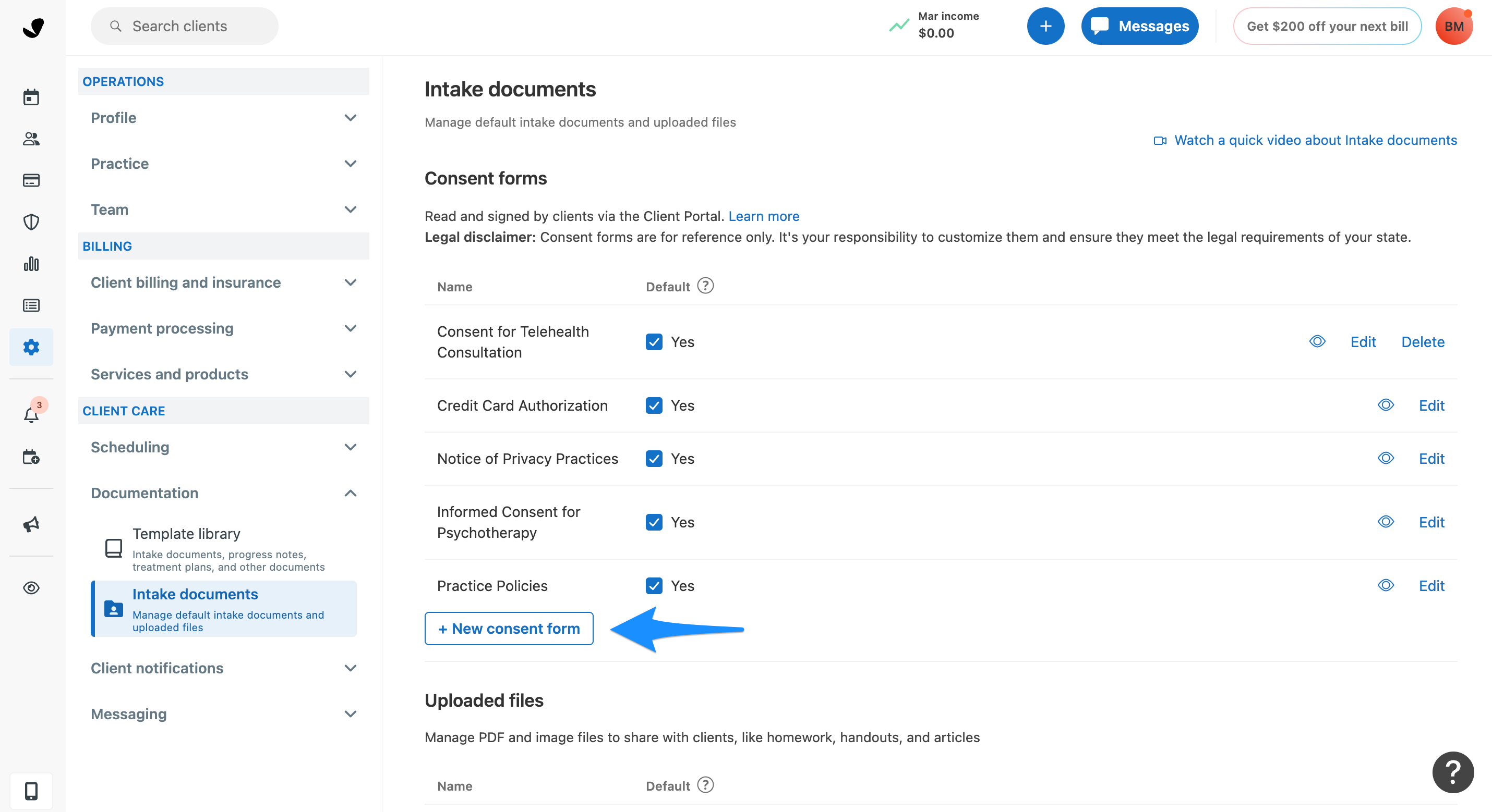 Managing consent forms and intake documents – SimplePractice Support