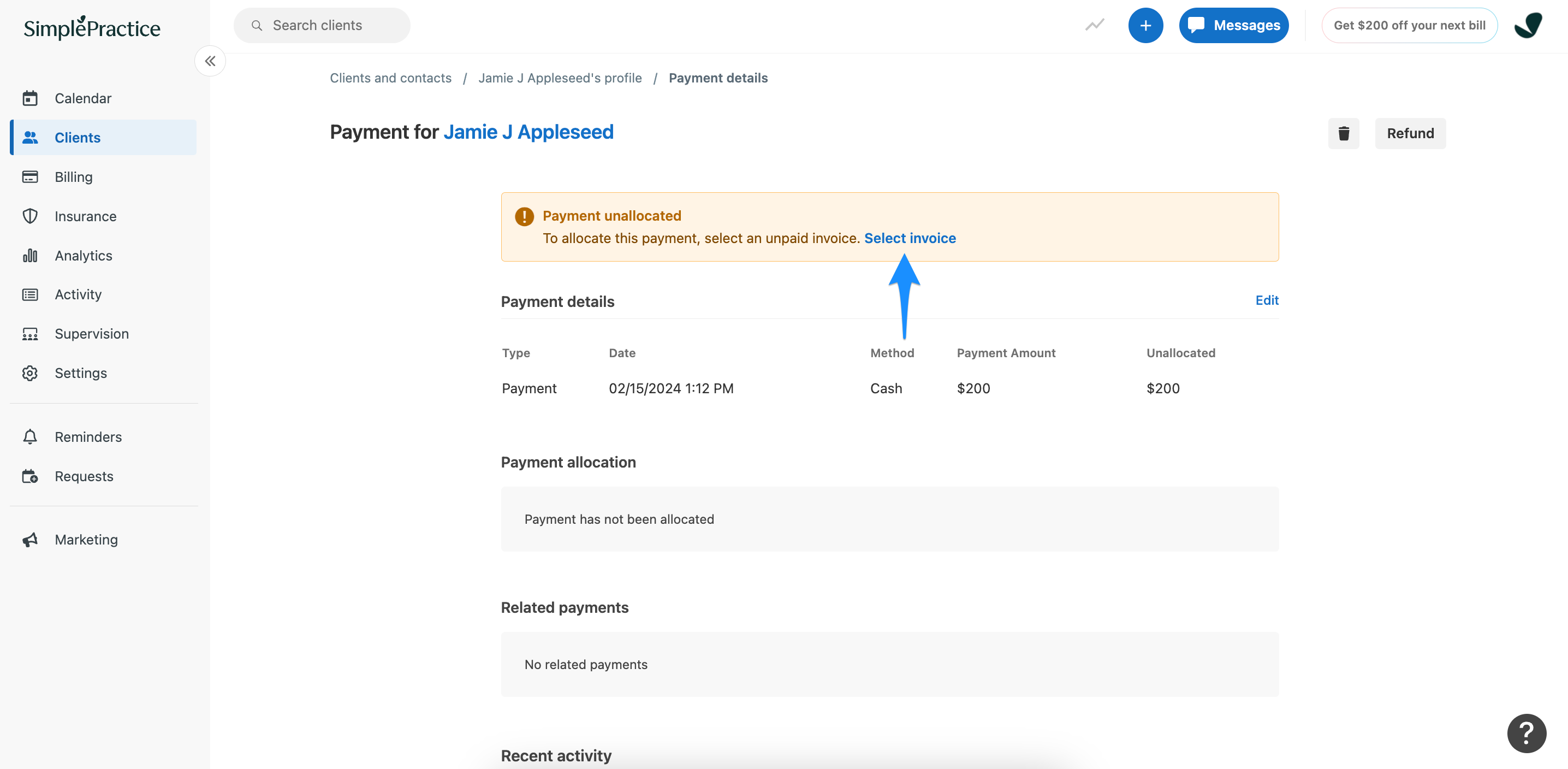 Reviewing a client's billing summary – SimplePractice Support
