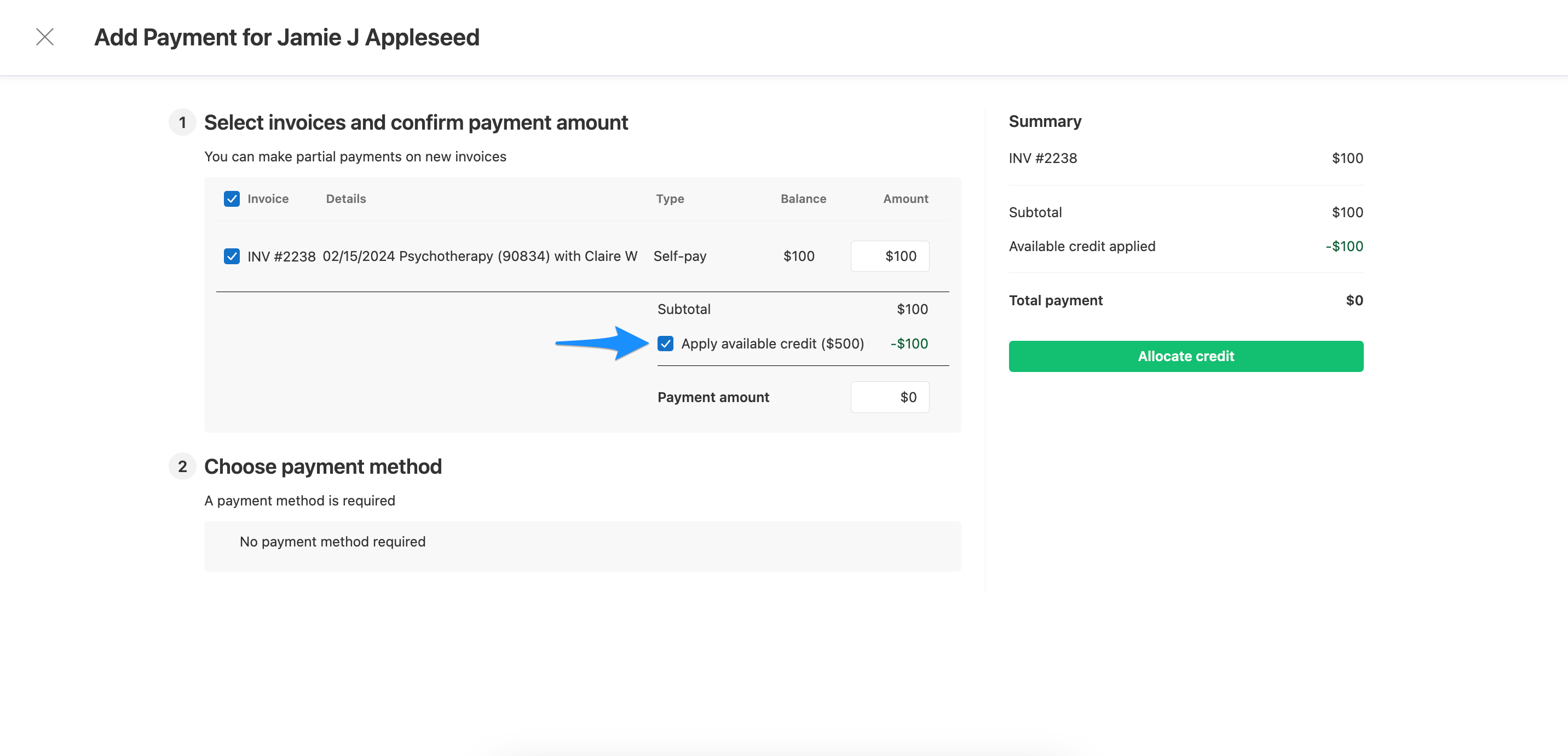 Reviewing a client's billing summary – SimplePractice Support