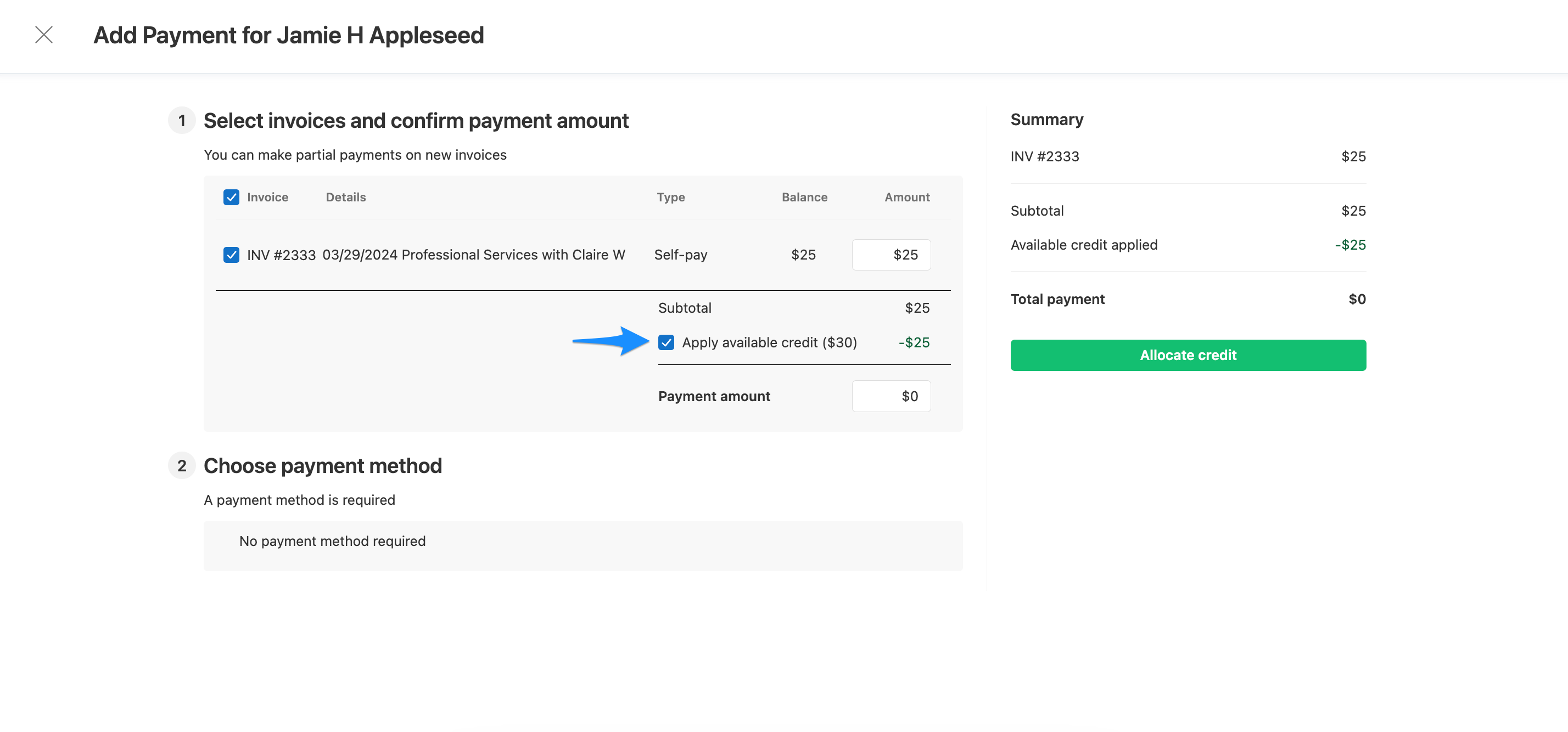 Reviewing a client's billing summary – SimplePractice Support