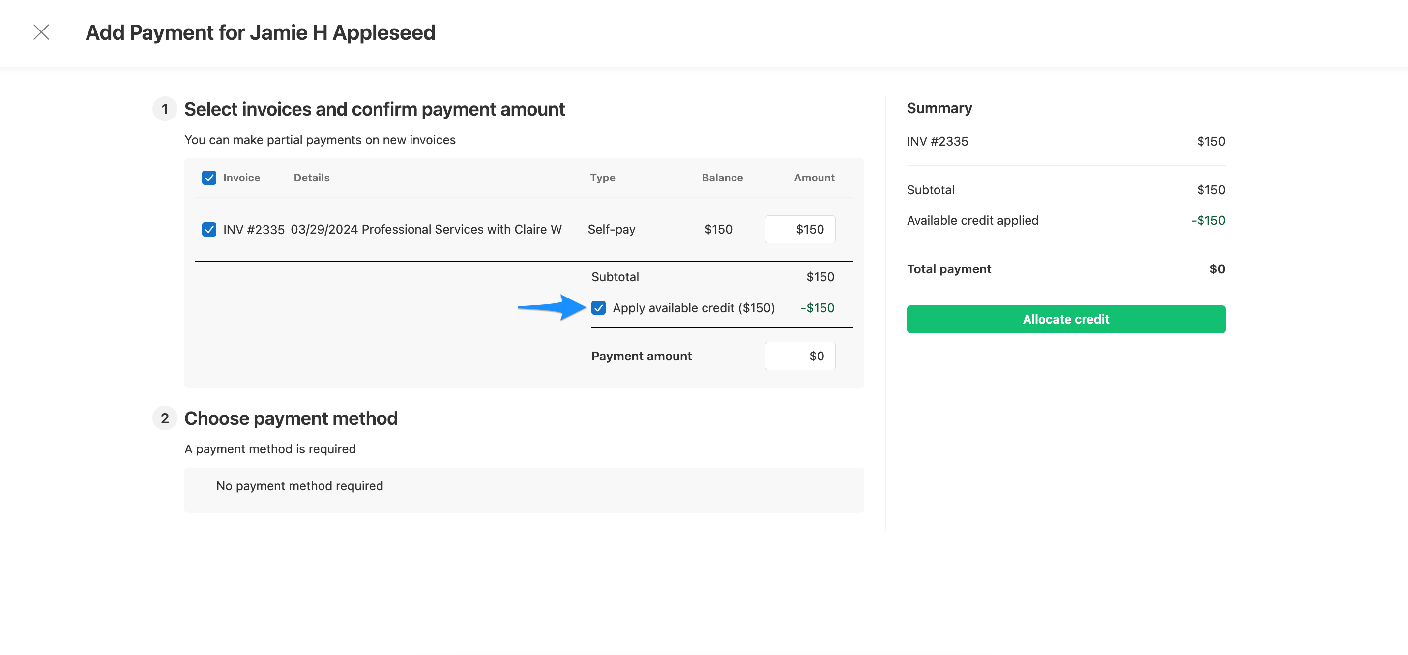 Reviewing a client's billing summary – SimplePractice Support