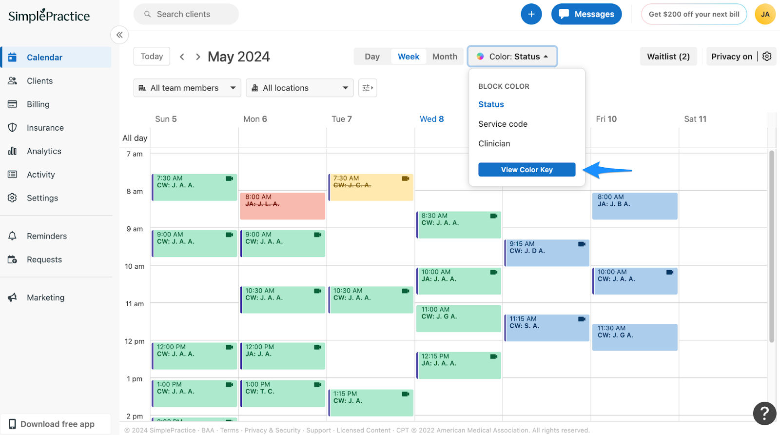 Navigating your calendar – SimplePractice Support