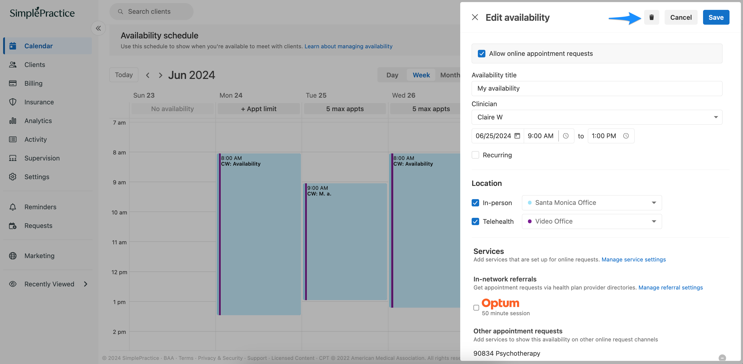 Managing your Availability – SimplePractice Support