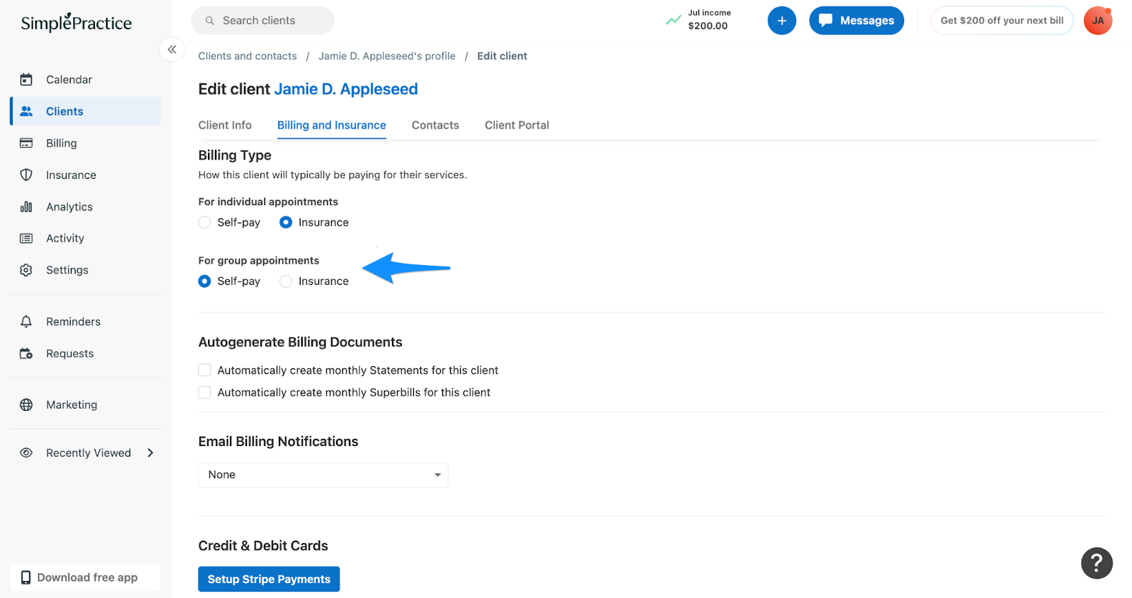 Editing a client's information – SimplePractice Support