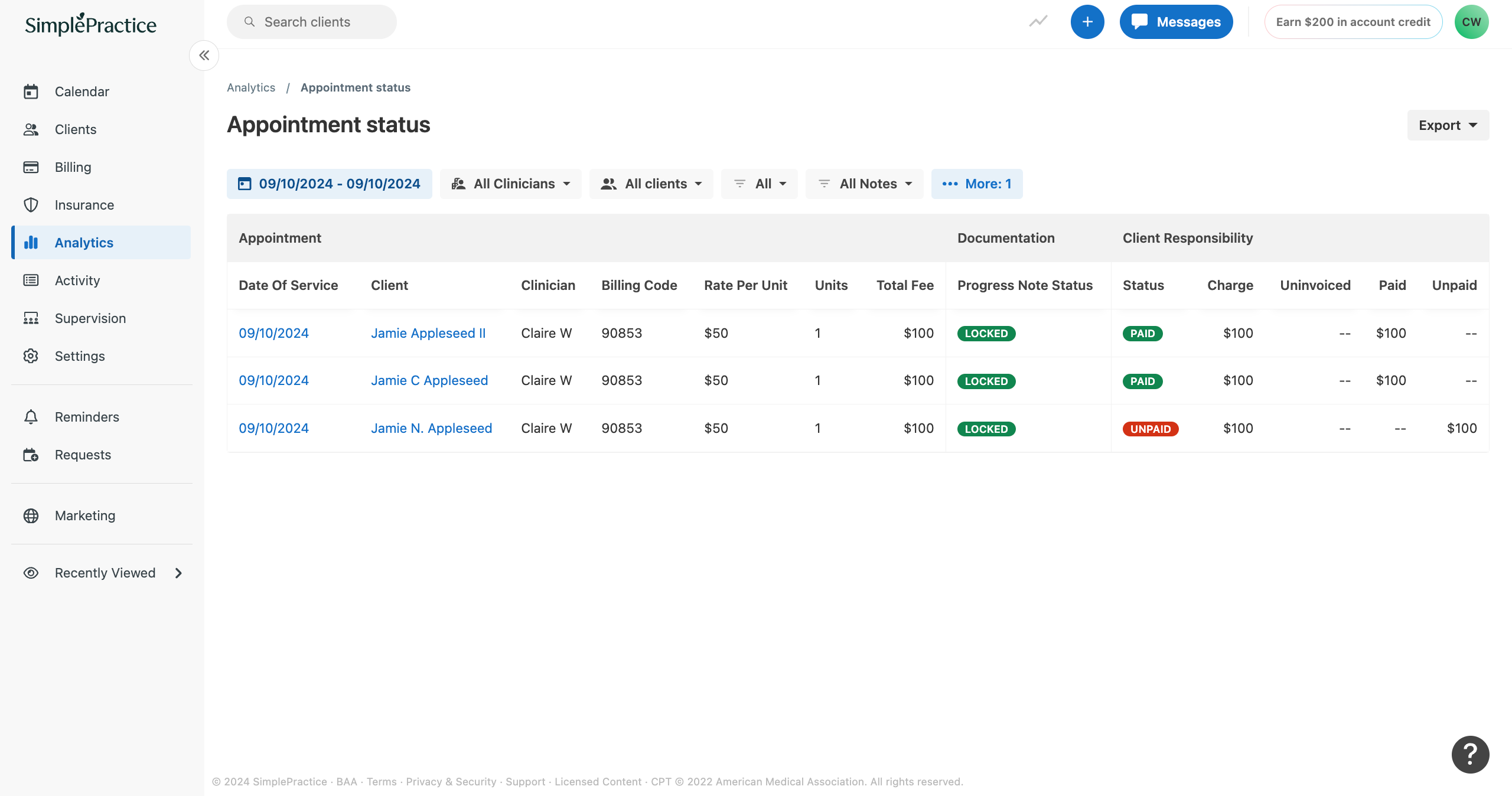 Navigating the Appointment status report – SimplePractice Support