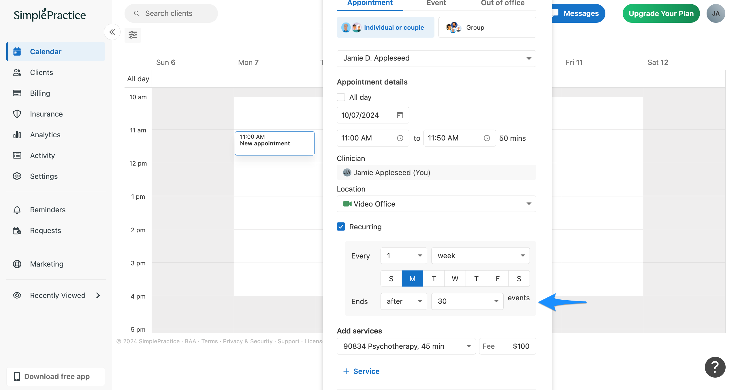 Adding and managing appointments – SimplePractice Support