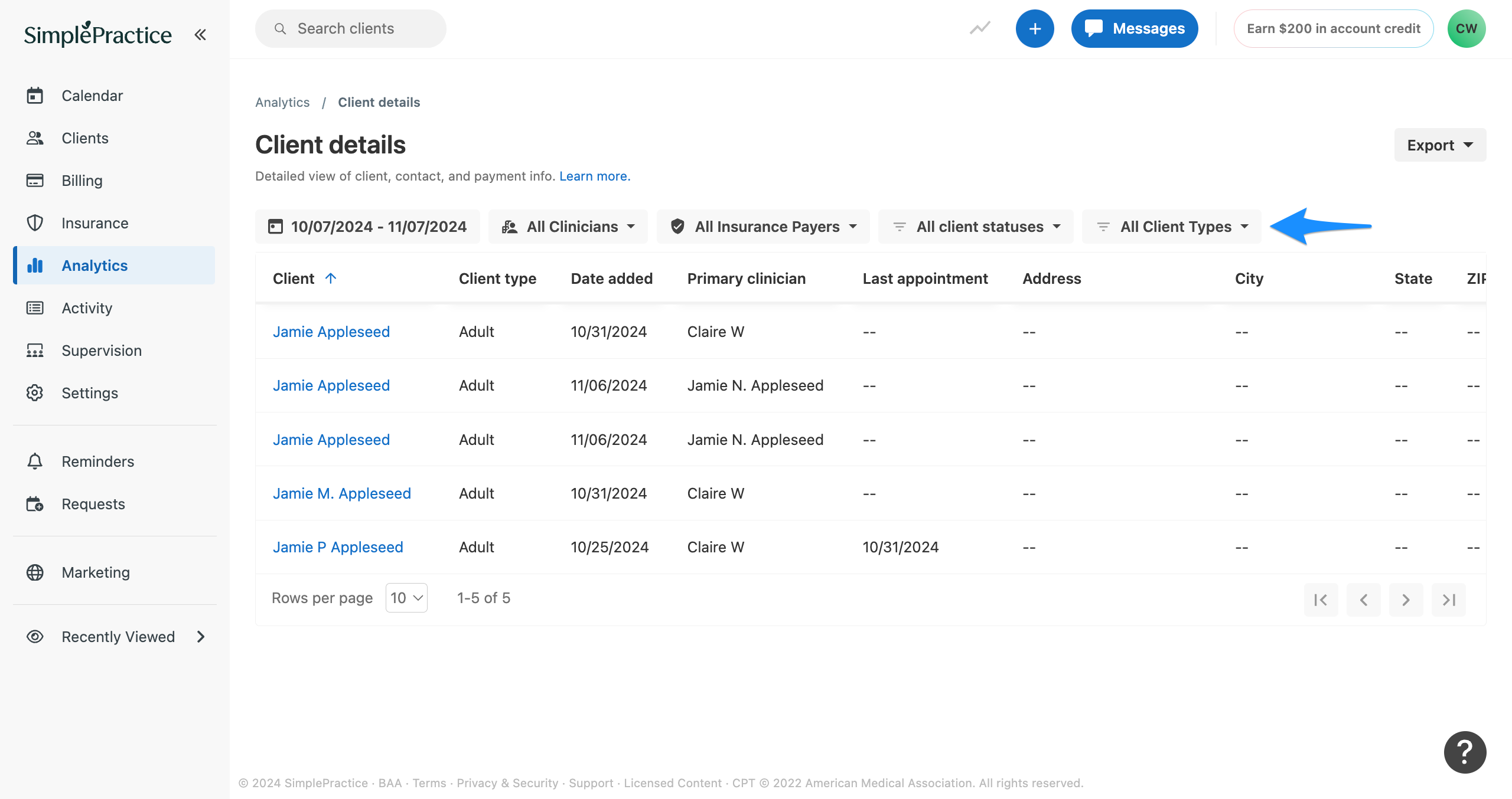 Understanding your clients and appointments reports – SimplePractice Support