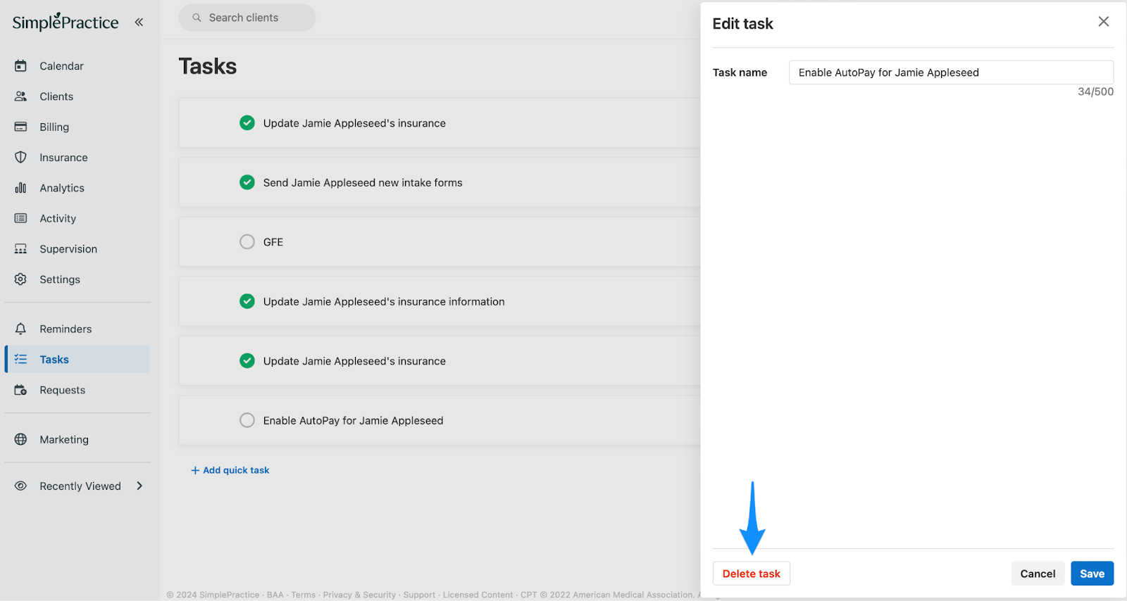 Creating tasks for your practice – SimplePractice Support