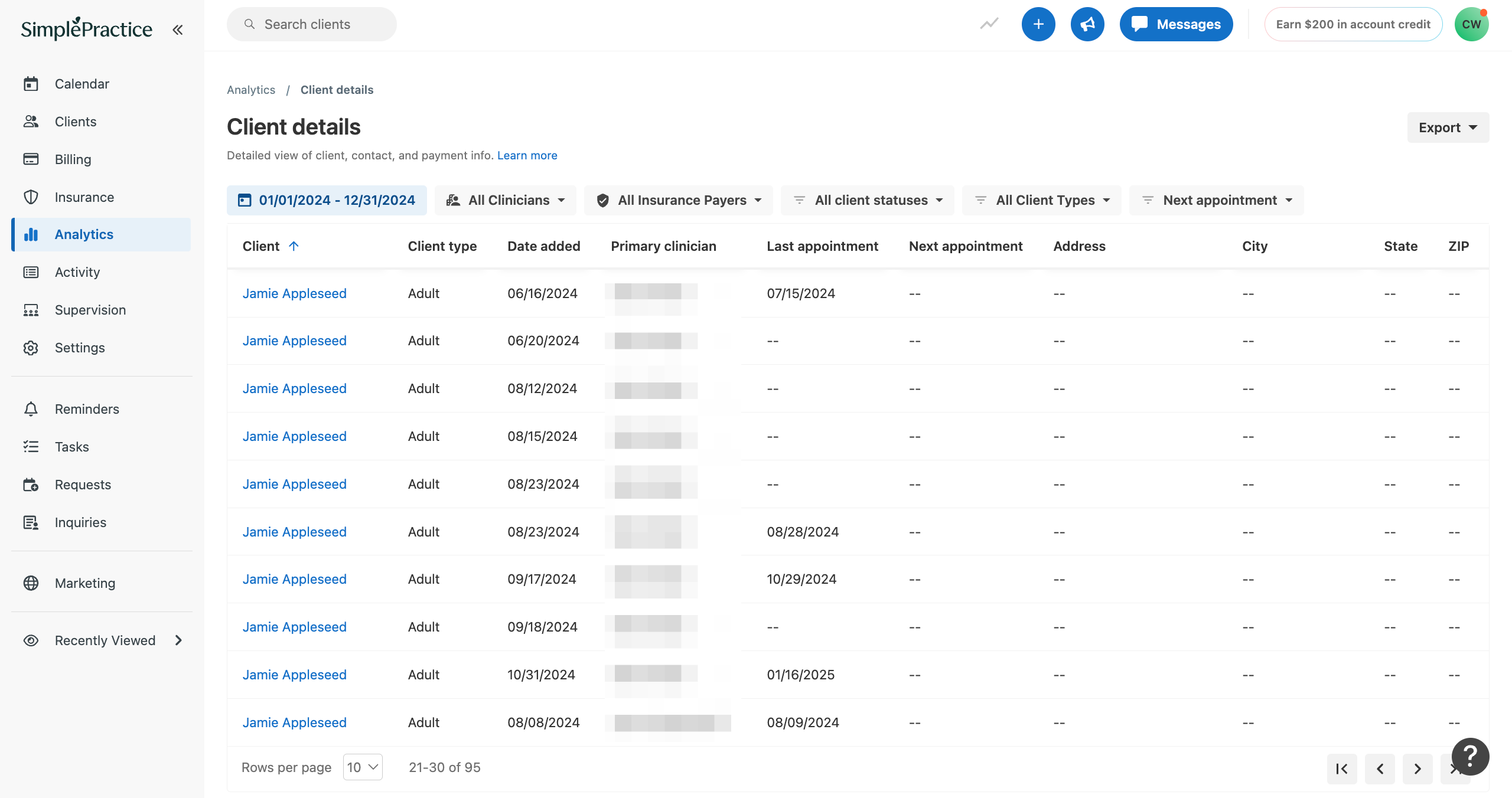 Understanding your clients and appointments reports – SimplePractice Support