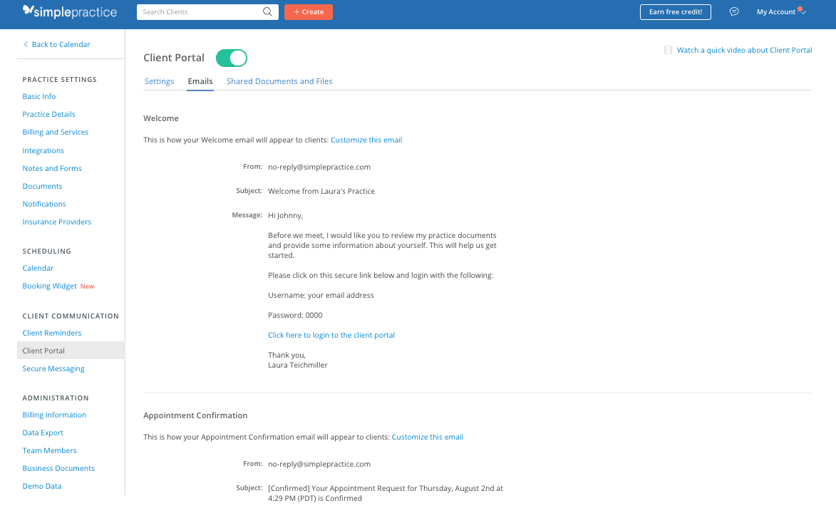 Setting up the Client Portal – SimplePractice Support