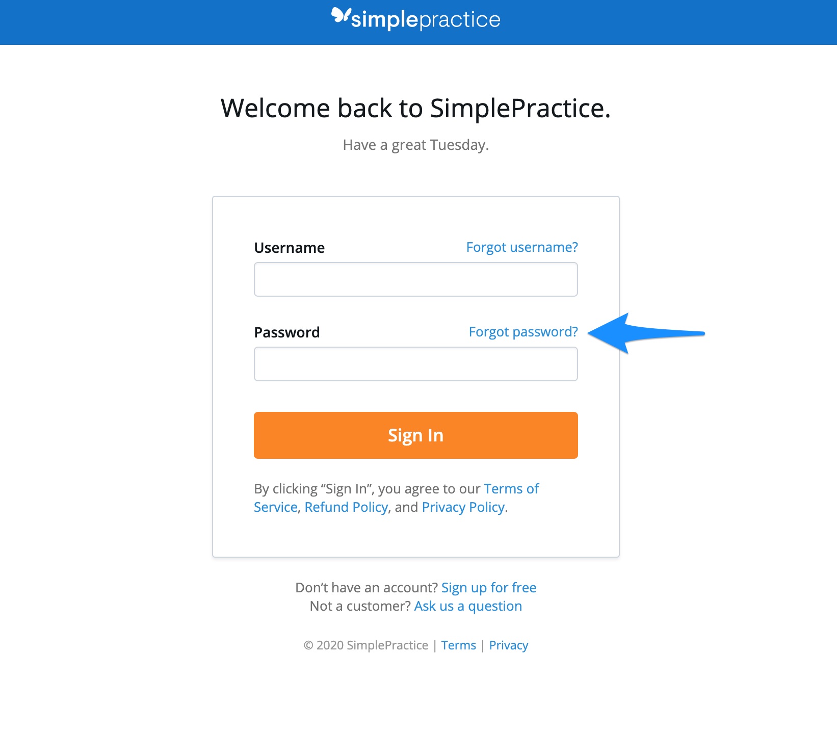 Trouble logging in to your account – SimplePractice Support