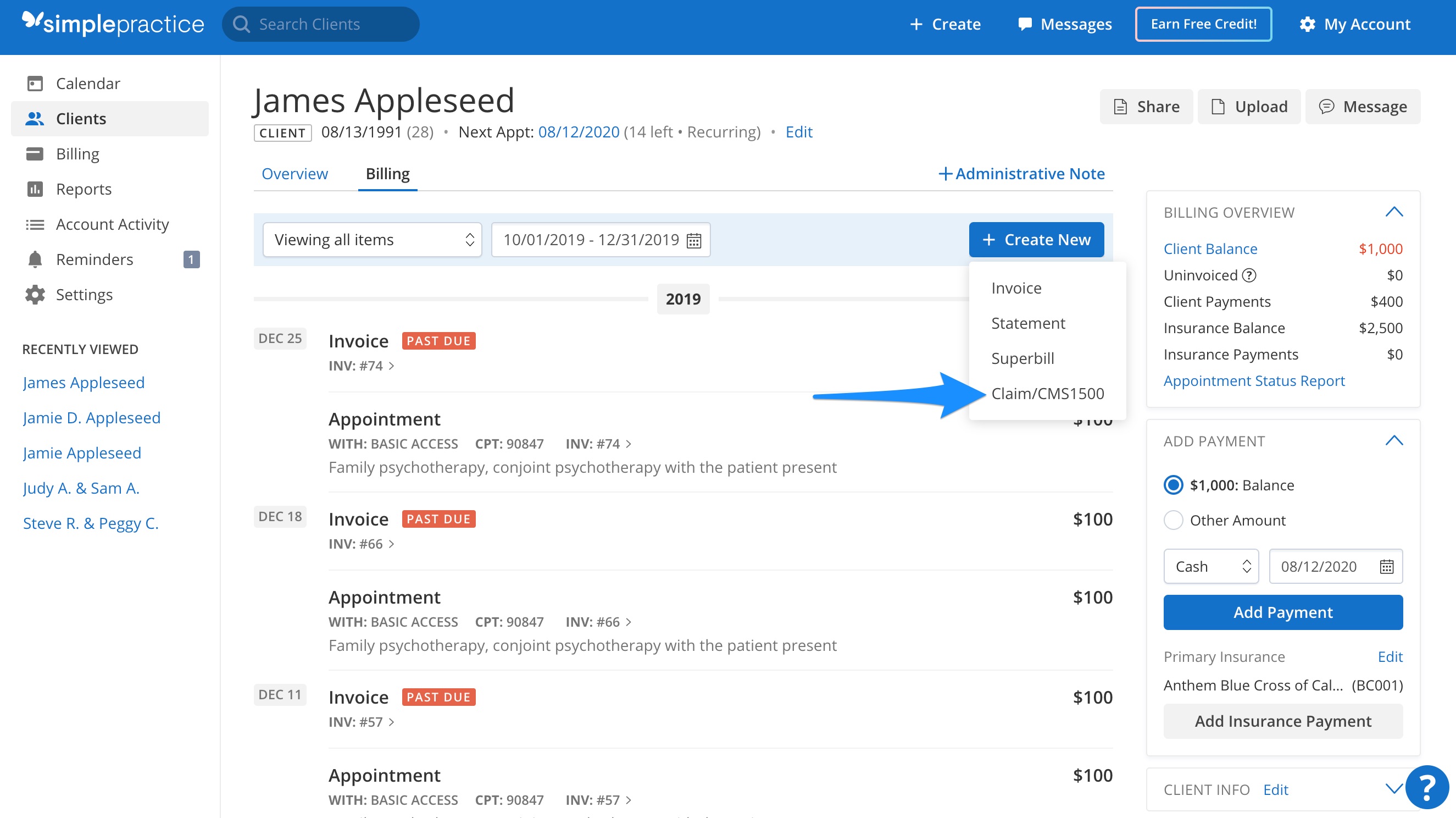 Creating batch claims – SimplePractice Support