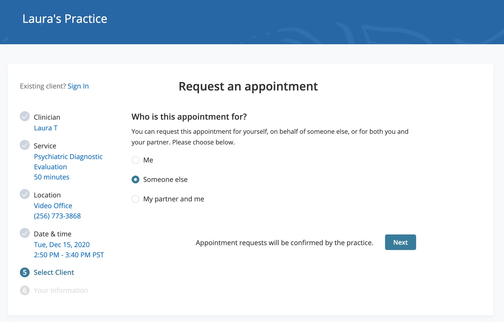 Getting started guides for clients: How to request appointments – SimplePractice Support