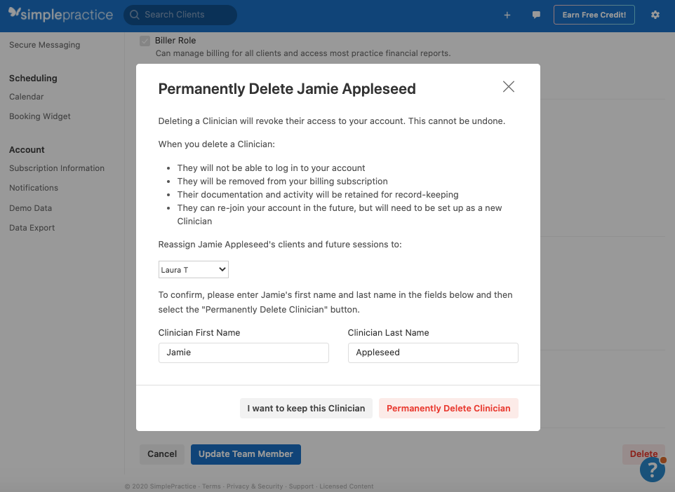 Adding and managing team members – SimplePractice Support
