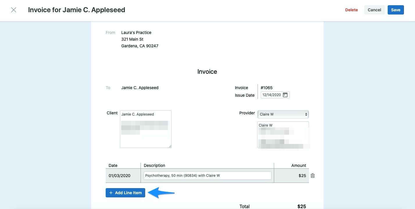Creating invoices – SimplePractice Support