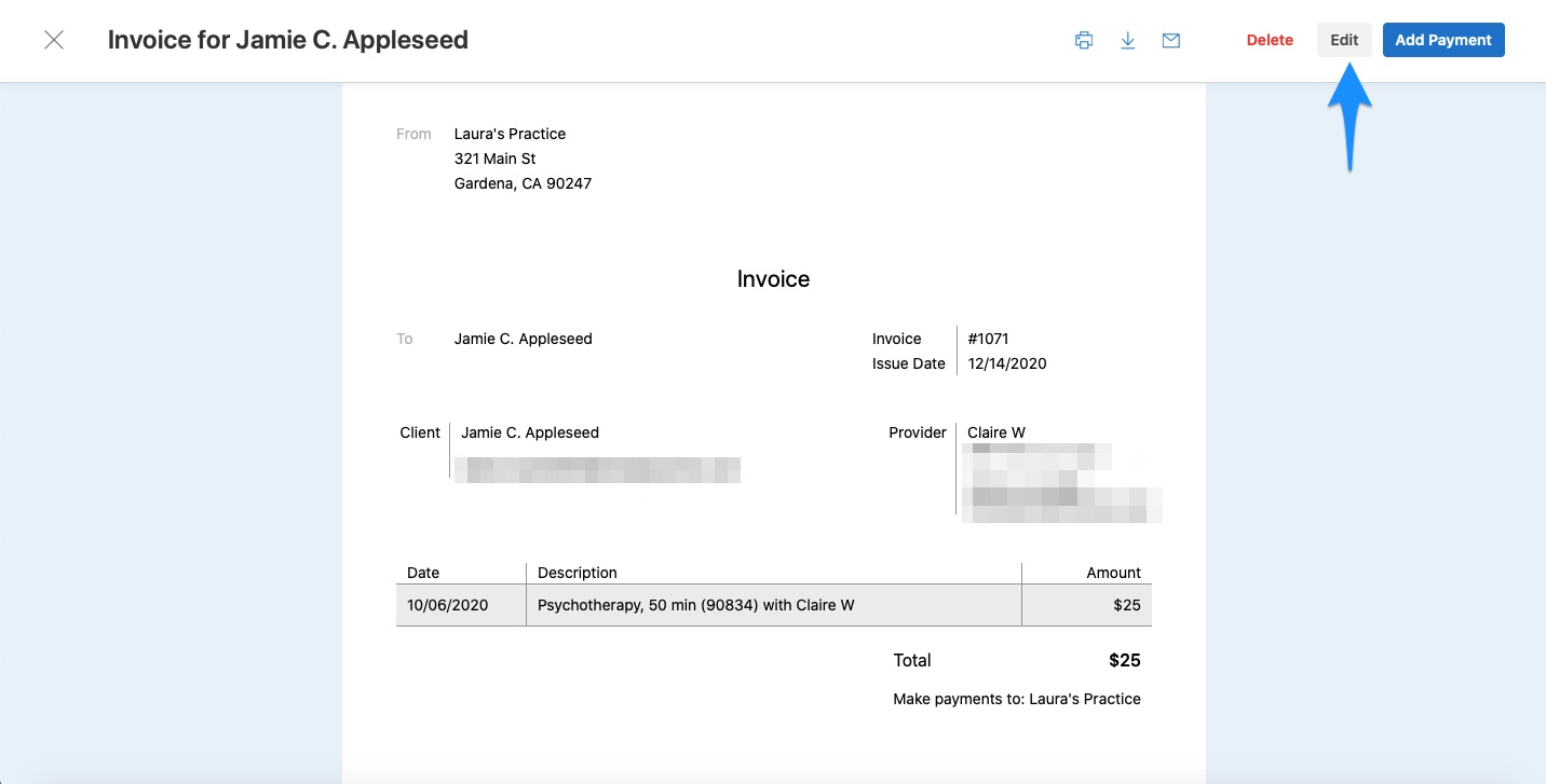 Creating invoices – SimplePractice Support