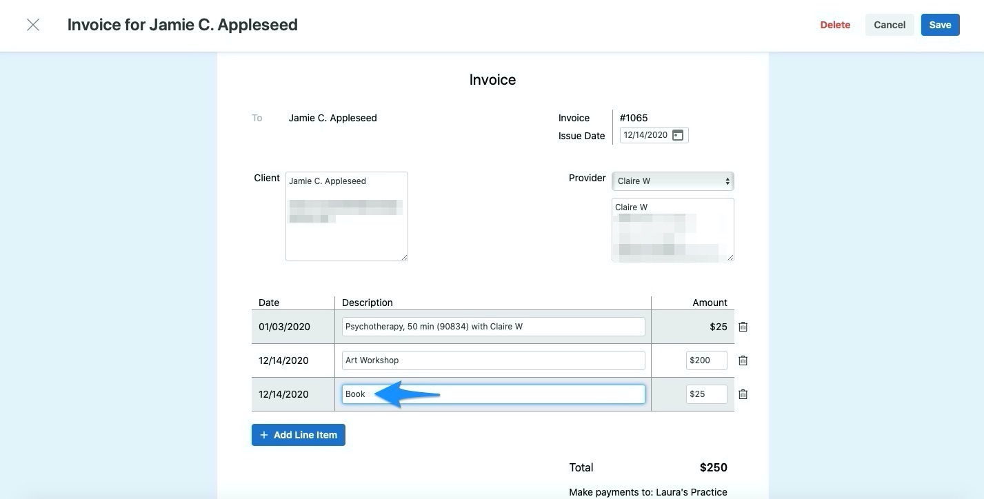 Creating invoices – SimplePractice Support