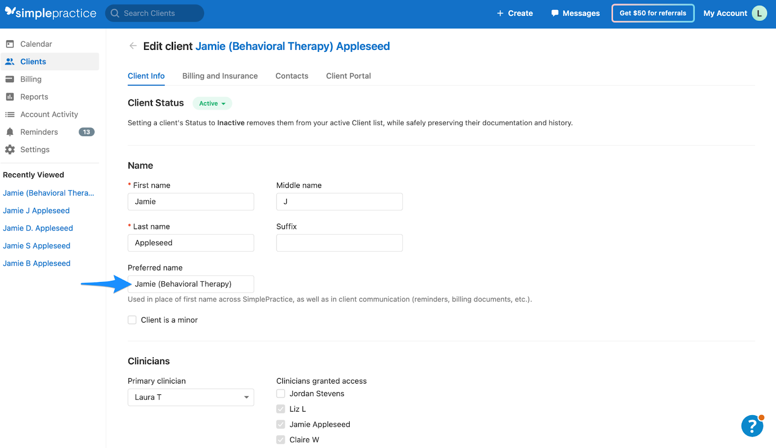 Sharing clients – SimplePractice Support