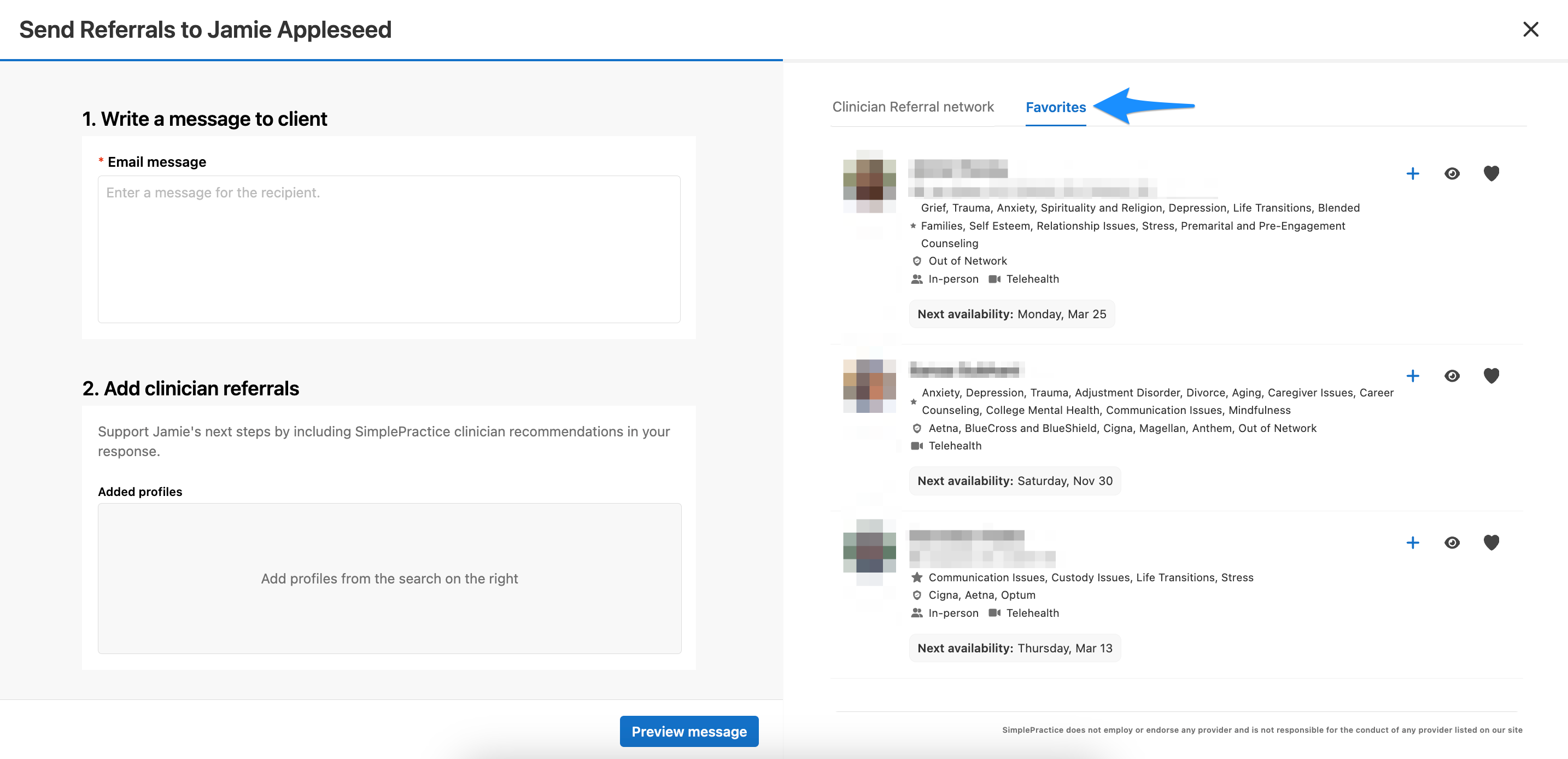 Sending and receiving Clinician Referrals – SimplePractice Support