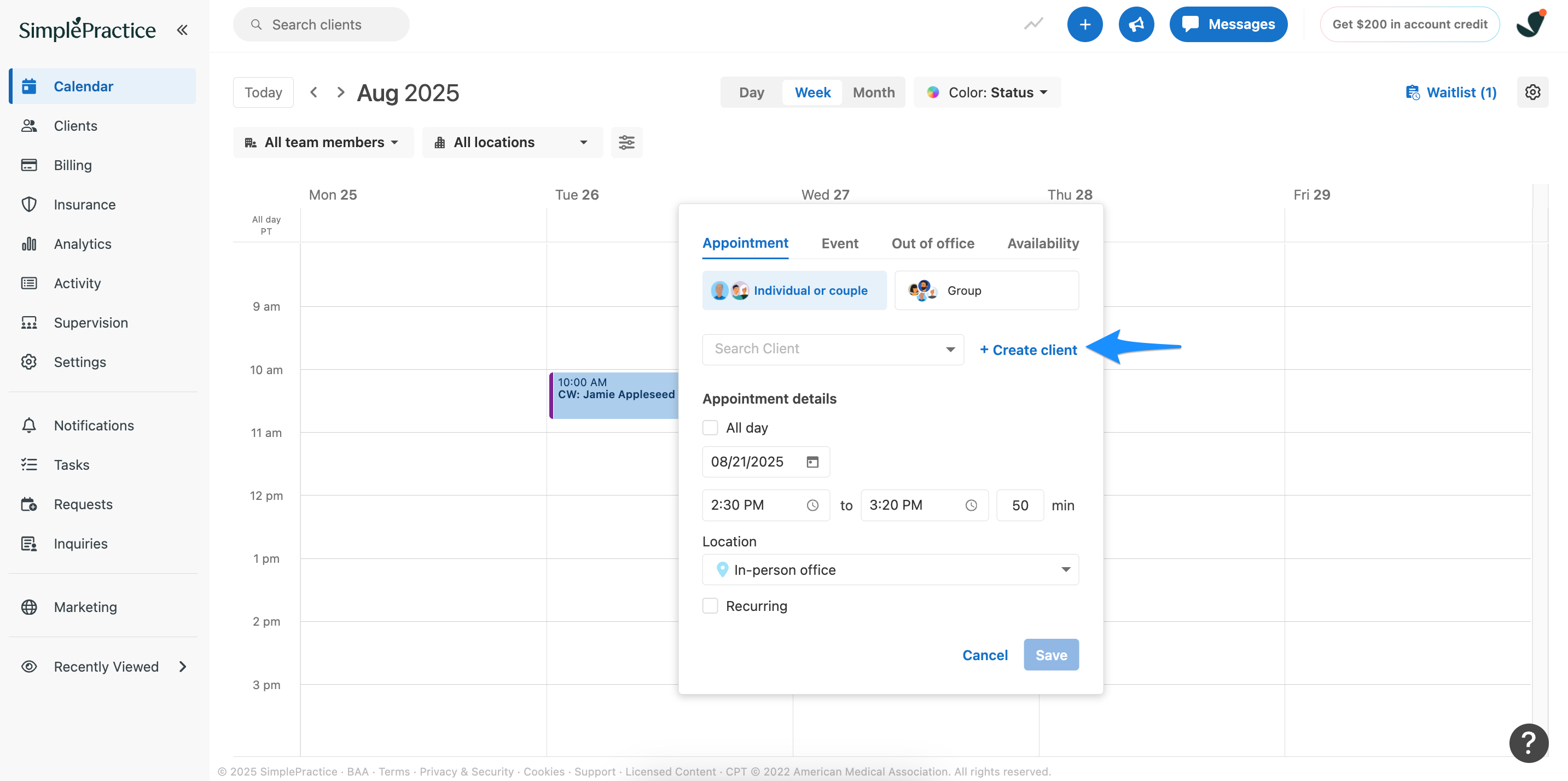 Scheduling and managing client appointments – SimplePractice Support