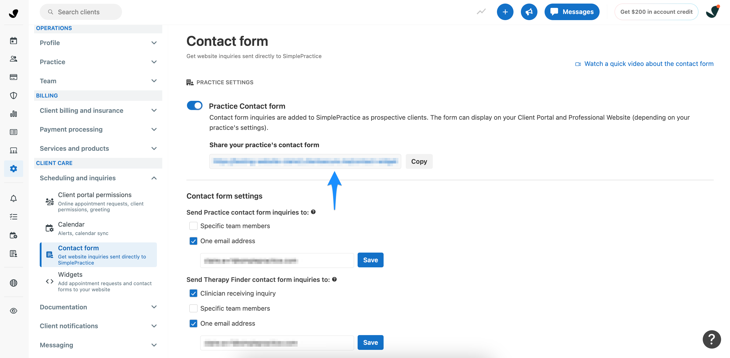 Managing the integrated contact form – SimplePractice Support