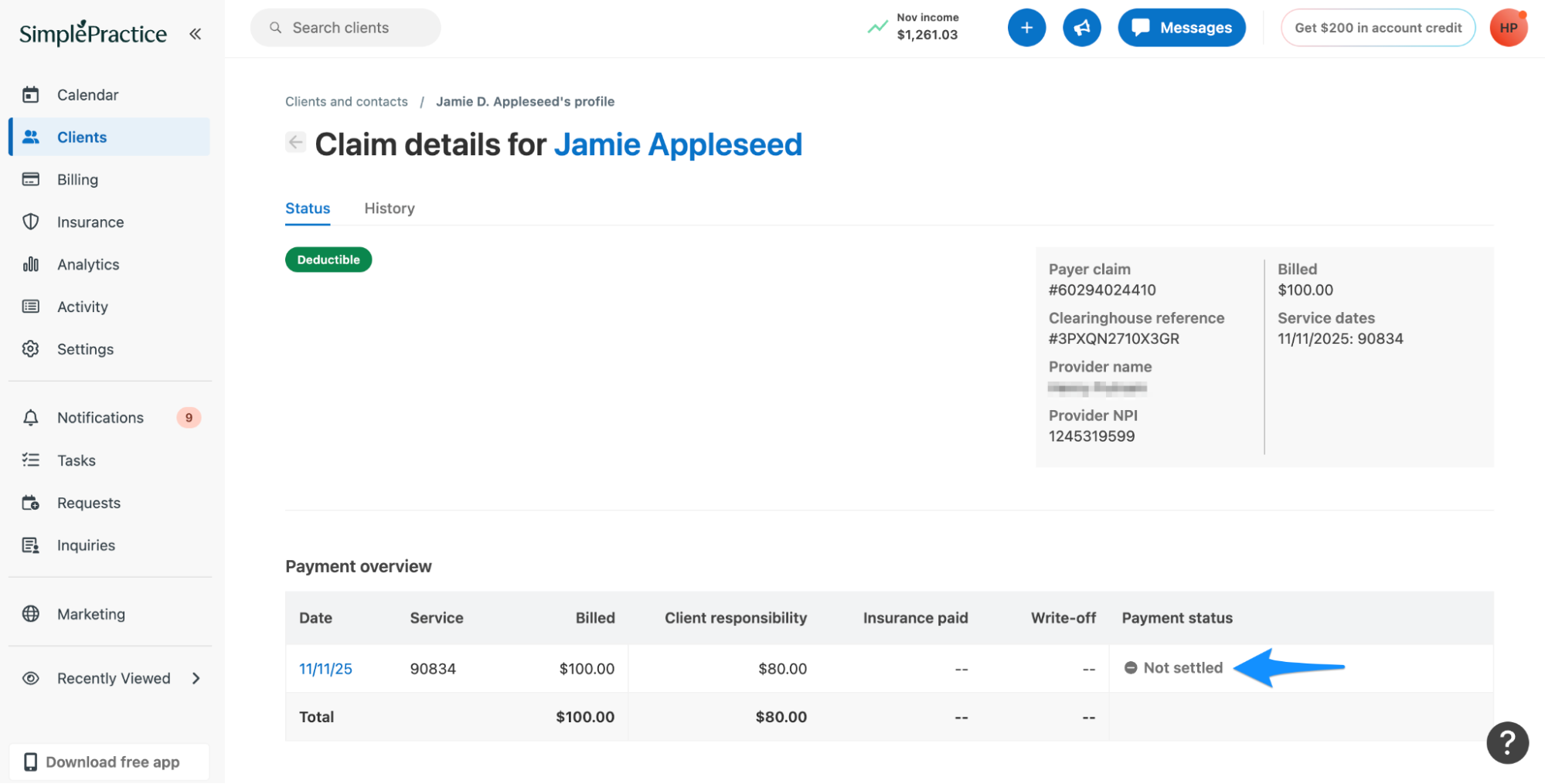 Billing clients who haven’t met their deductible – SimplePractice Support