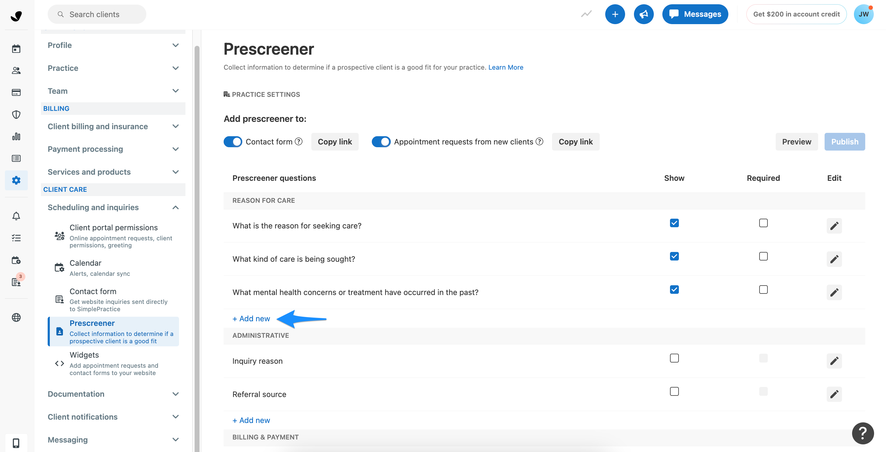 Setting up and managing your prescreener – SimplePractice Support