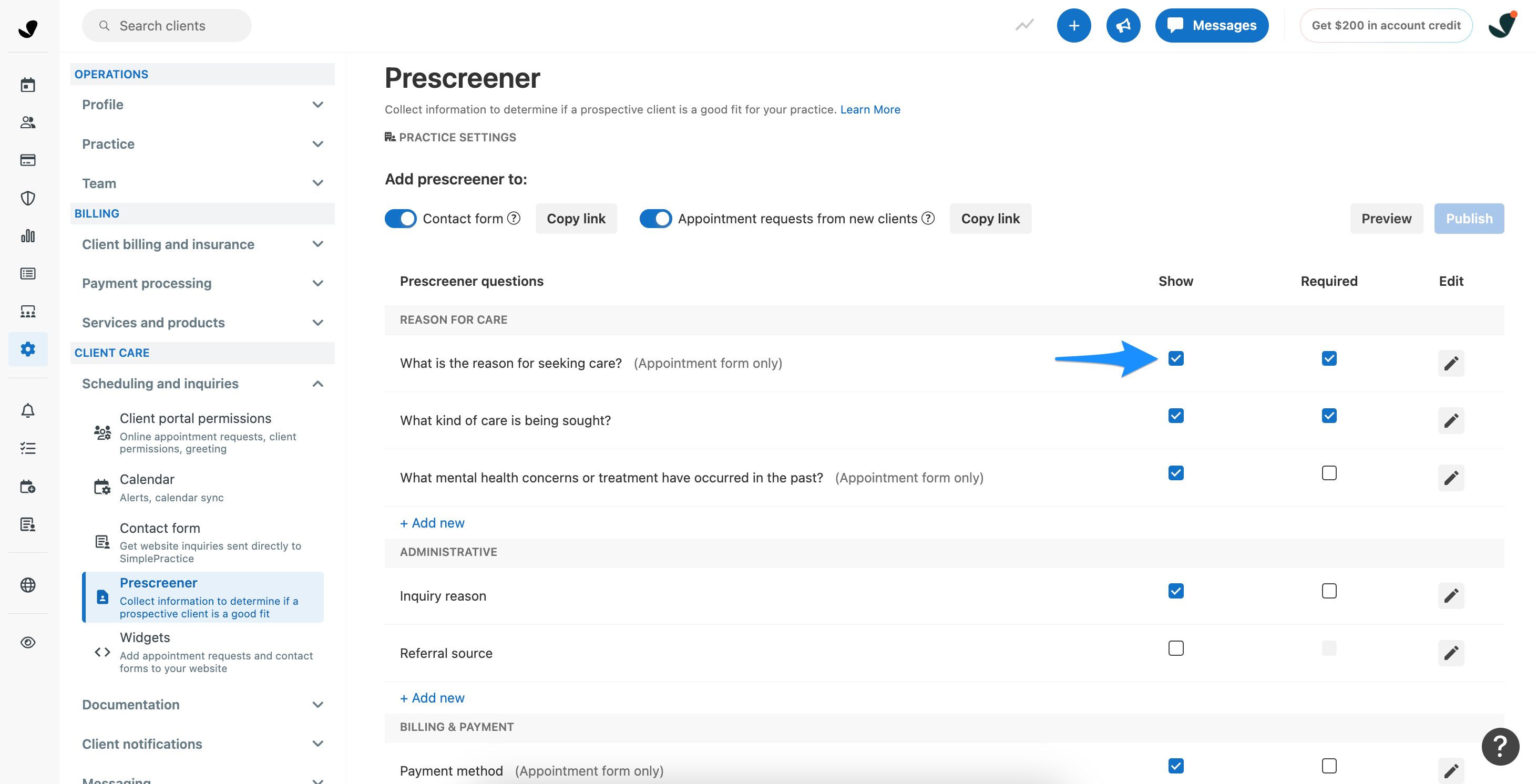 Setting up and managing your prescreener – SimplePractice Support
