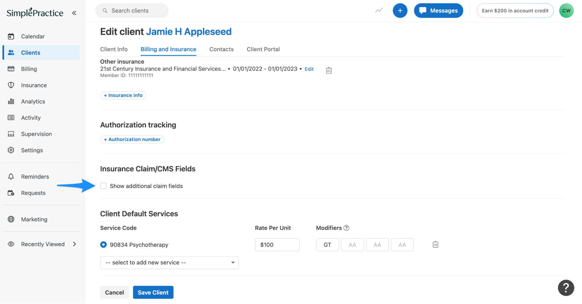Enabling additional claim fields – SimplePractice Support