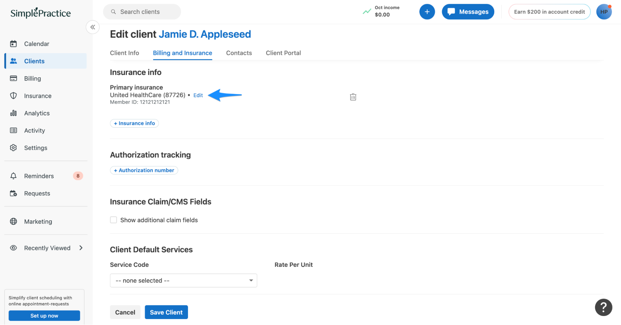 Adding a claim filing indicator – SimplePractice Support