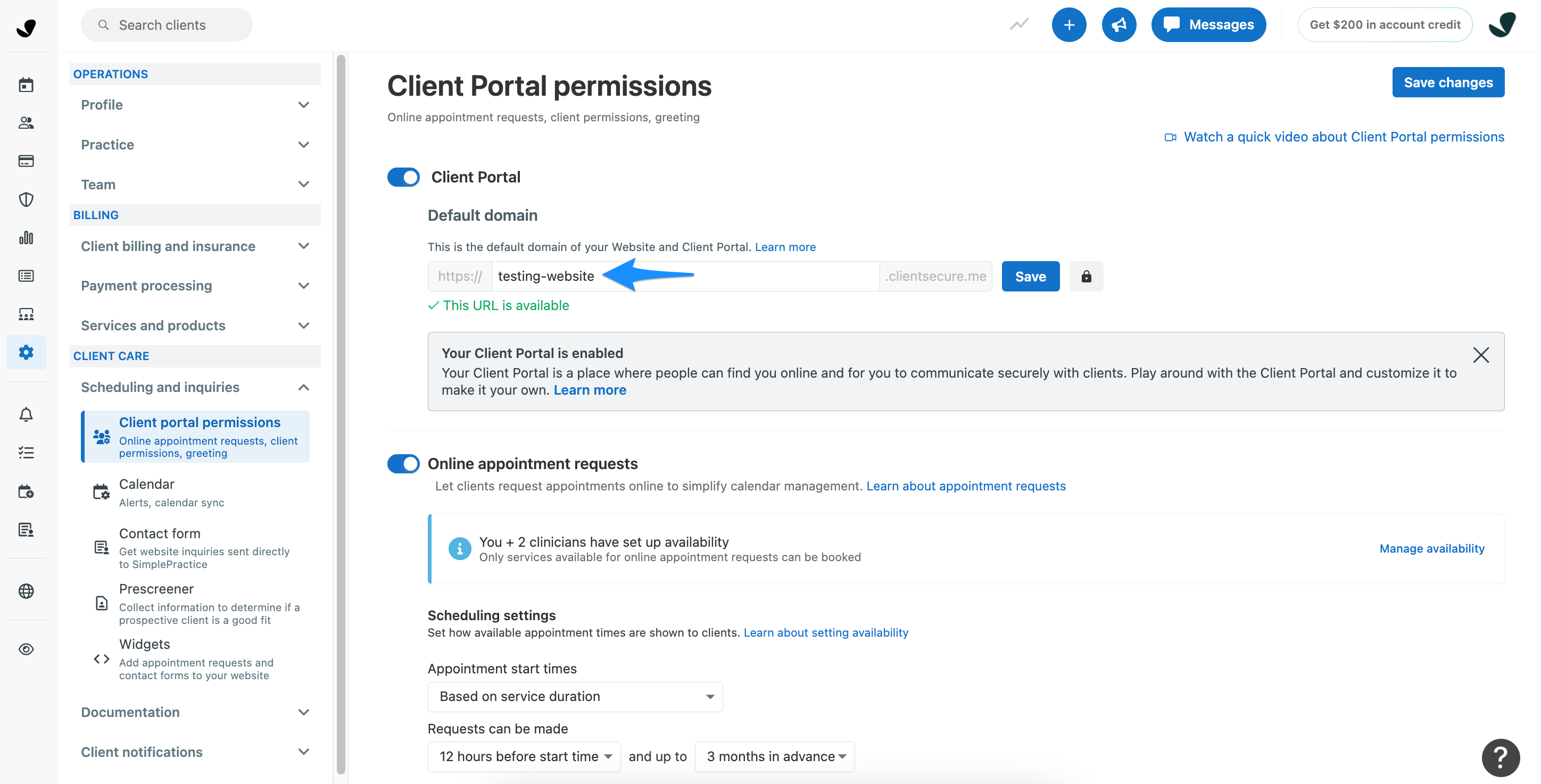 Setting a default domain – SimplePractice Support